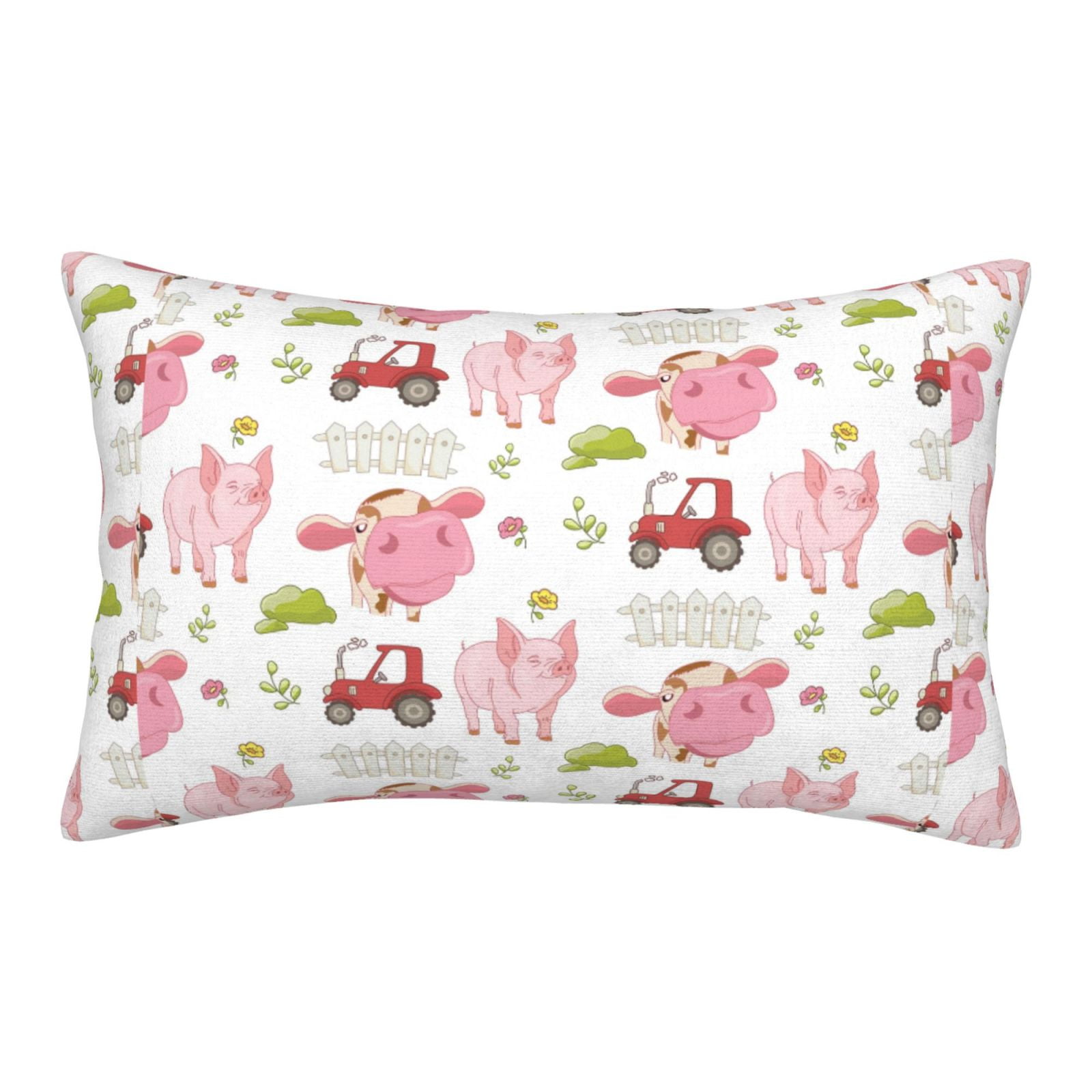 Adobk Cow And Pig Print Pillowcases Cotton Queen Pillow Cases,14"x20 ...