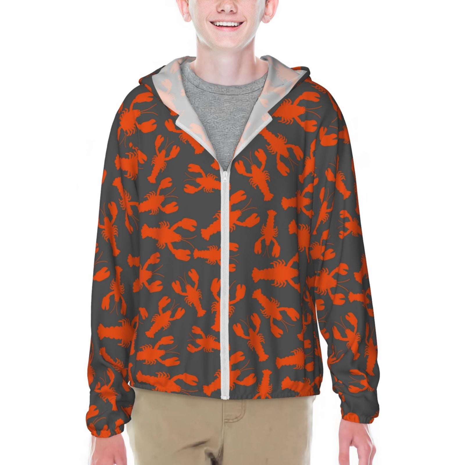 Adobk Crayfish Print Rash Guard Long Sleeve UPF 50+ UV Protection Swim ...