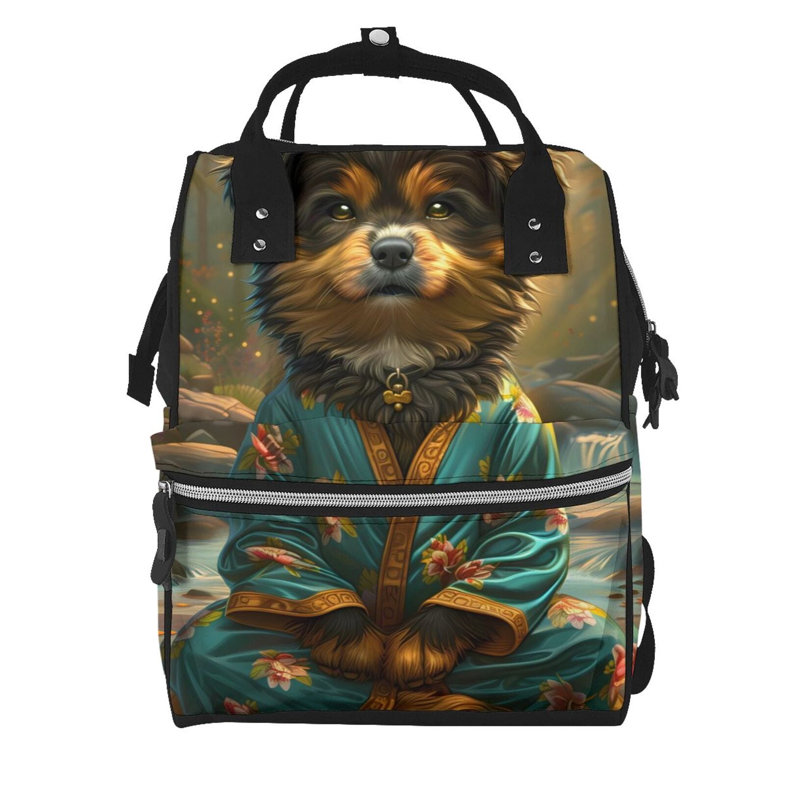 Adobk Creekside Meditating Puppy Print Mummy bag Diaper Tote Bags ...