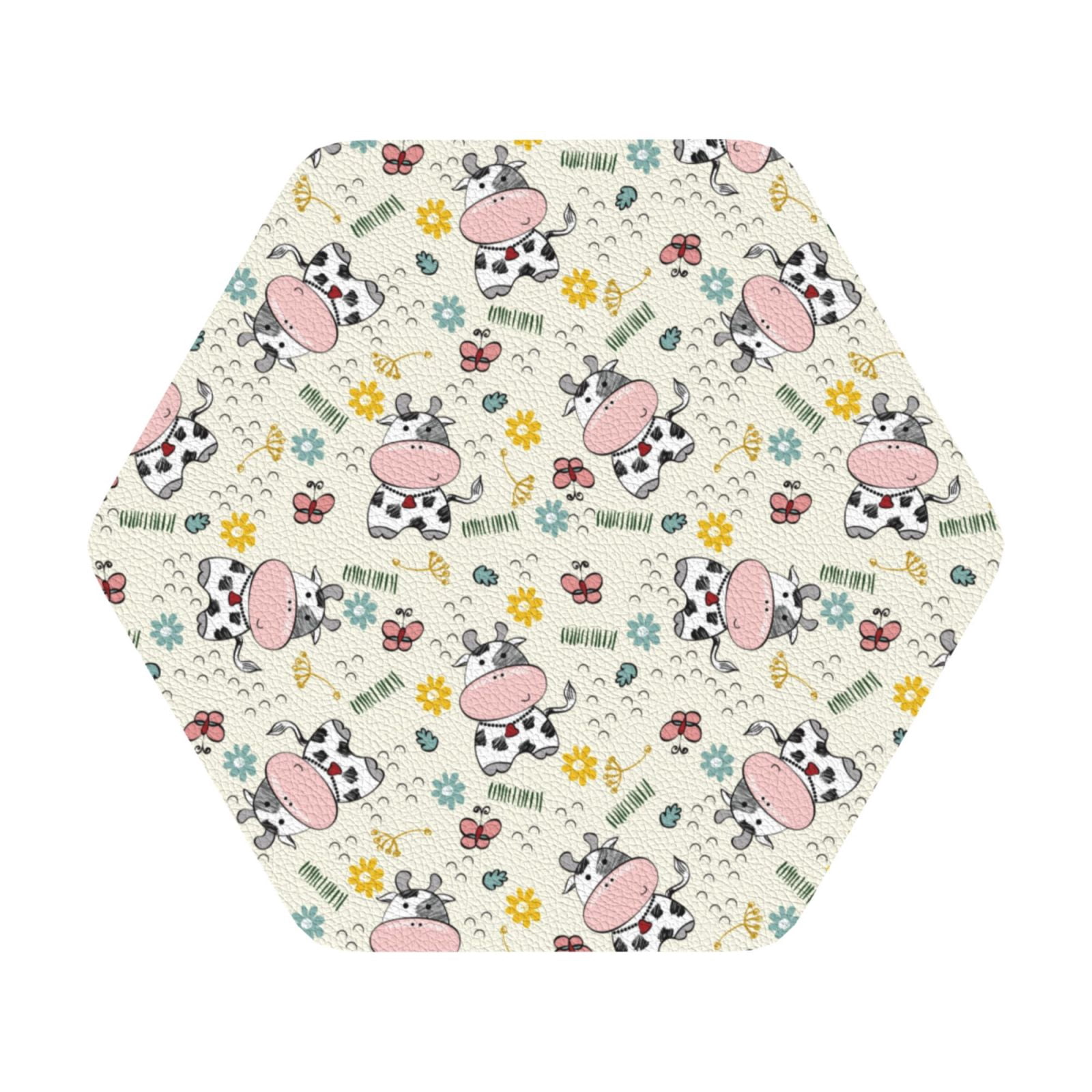 Adobk Cute Cow Print Leather Coasters for Drinks(6 Pack), Durable Drink ...