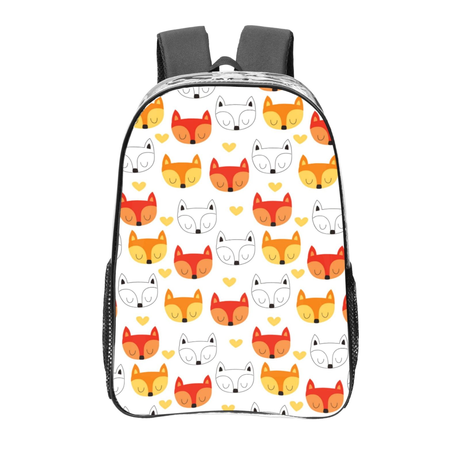 Adobk Cute Fox with Heart Print Duty Clear Backpack for Girls Boys ...