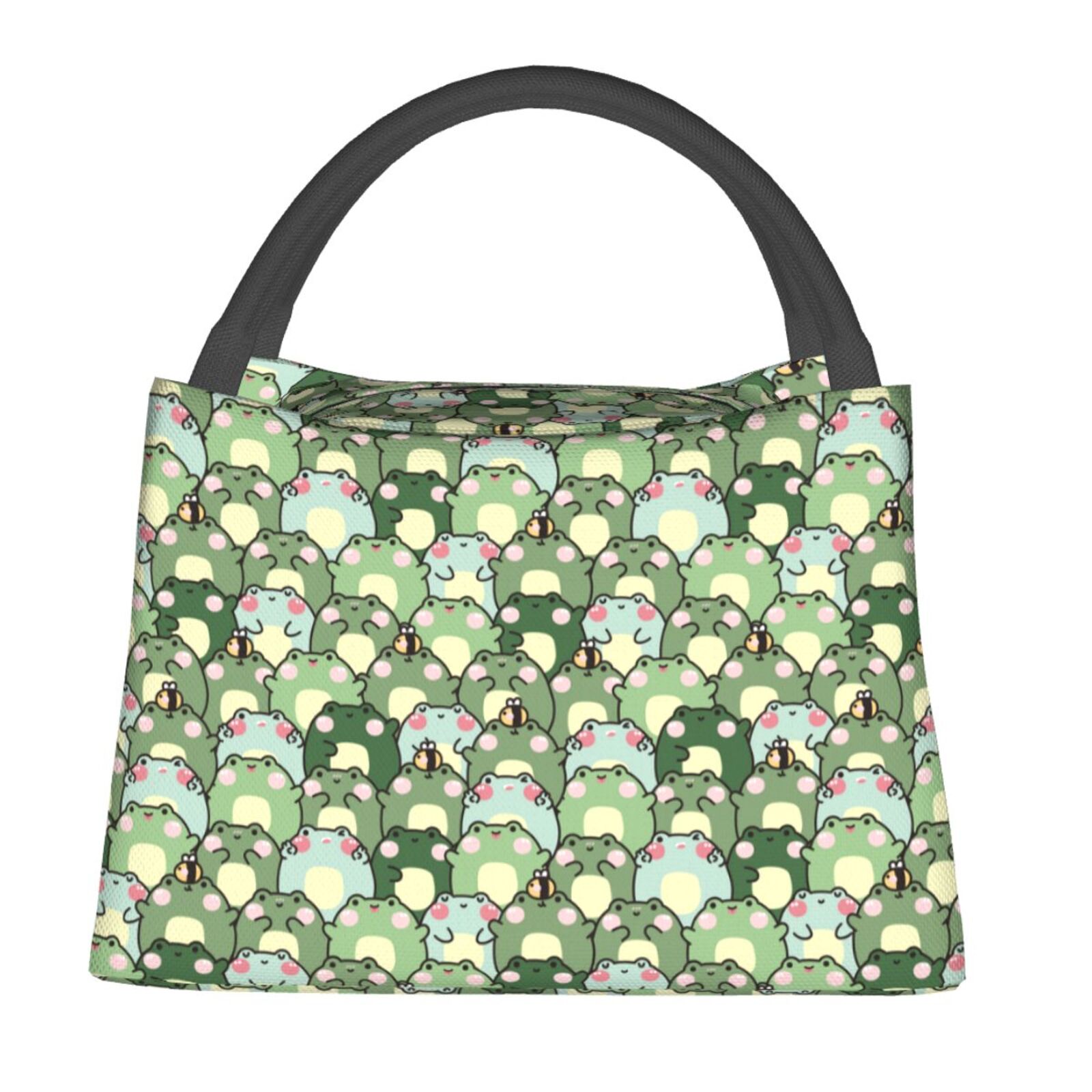 Adobk Cute Frog Print Portable Insulated Lunch Container set, Bento Box ...