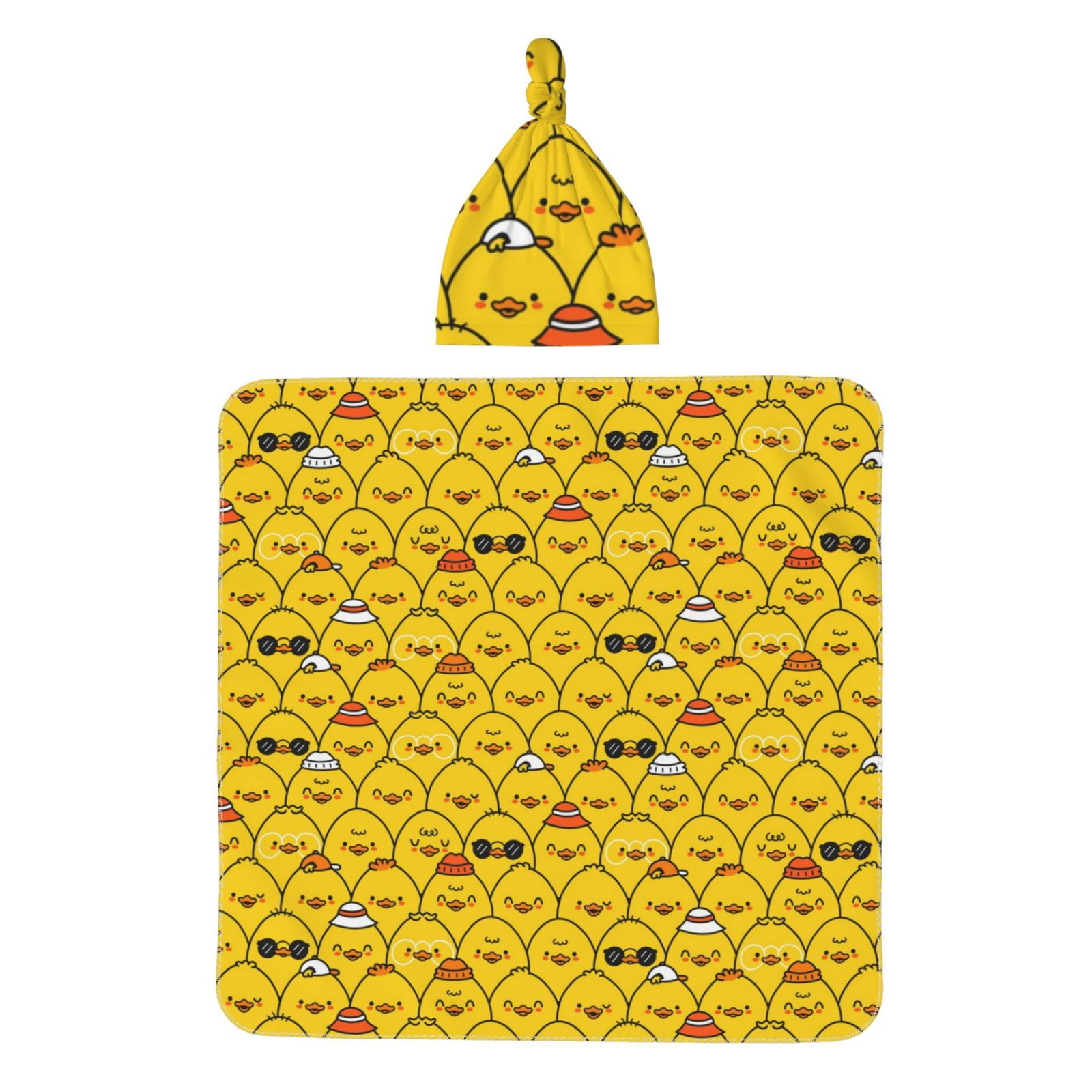 Adobk Cute Funny Chicken Print Baby Beanie Swaddle Blanket Set - Soft ...