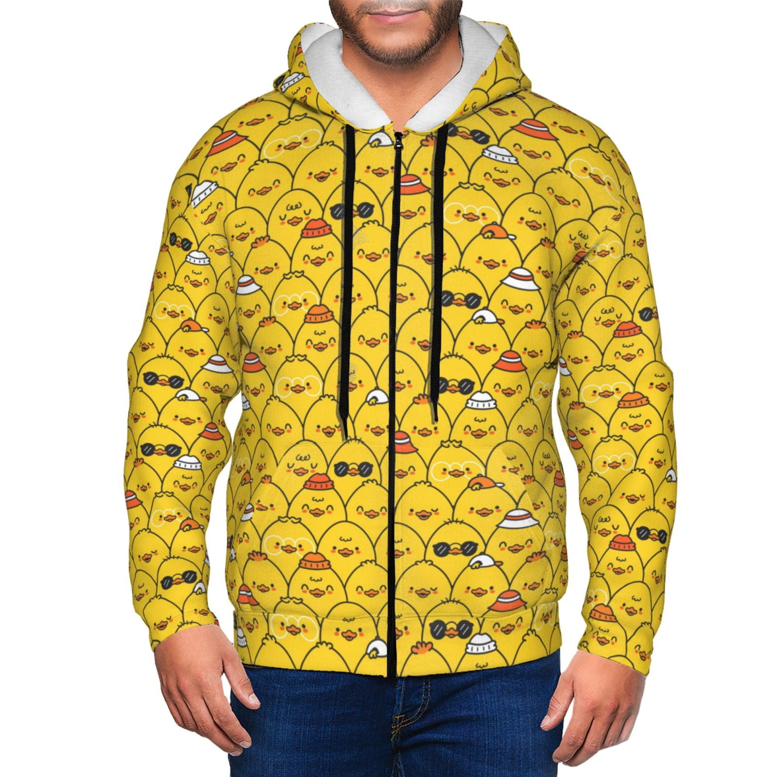 Adobk Cute Funny Chicken Print Mens Full-zip Hoodie, Zip-up Hooded ...
