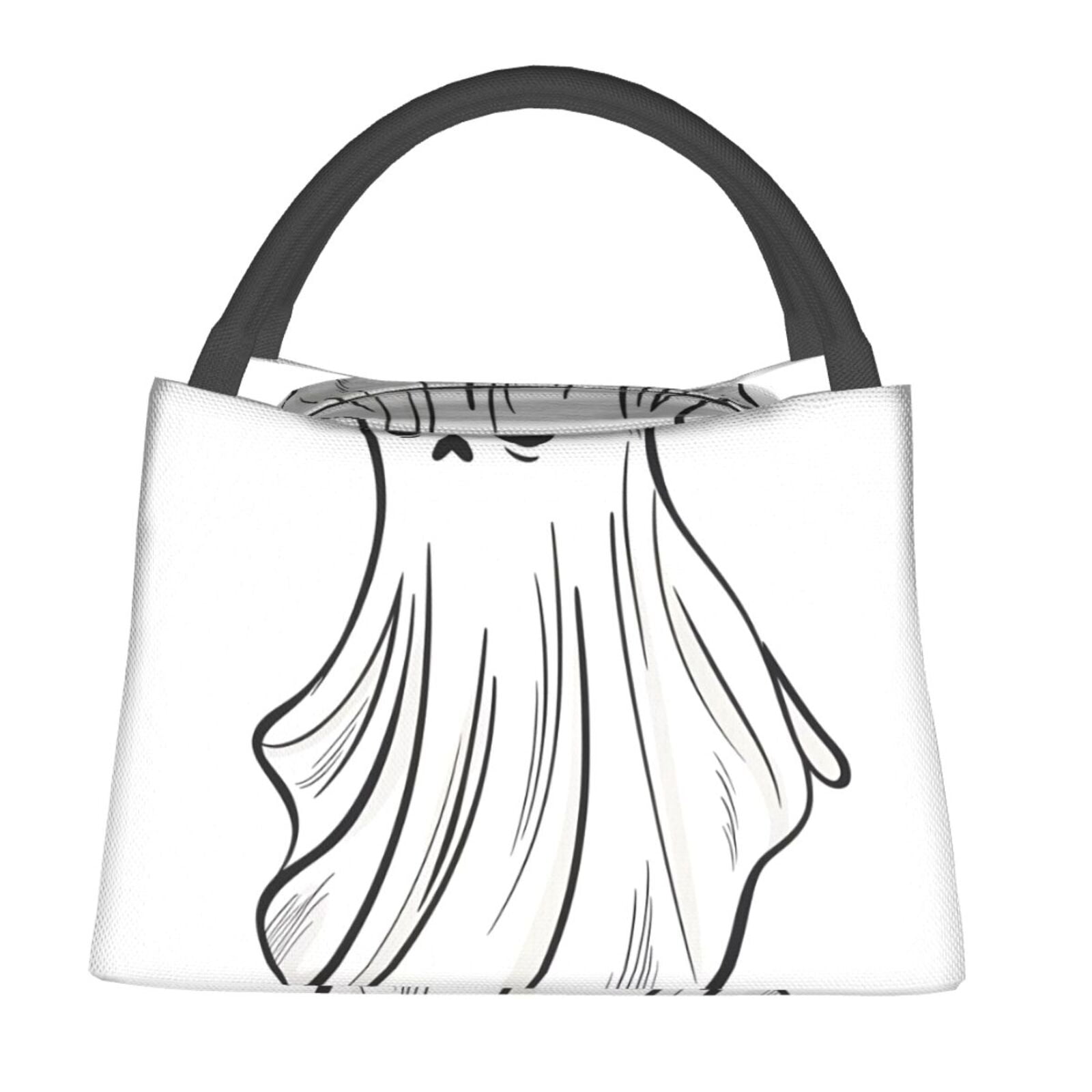 Adobk Cute Ghost Simple Drawing Print Portable Insulated Lunch ...