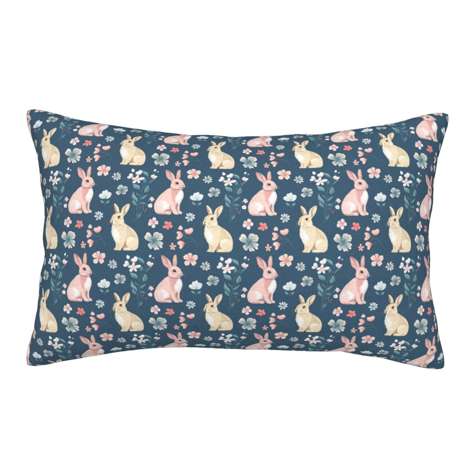 Adobk Cute Rabbit Floral Print Pillowcases Cotton Queen Pillow Cases,20 ...
