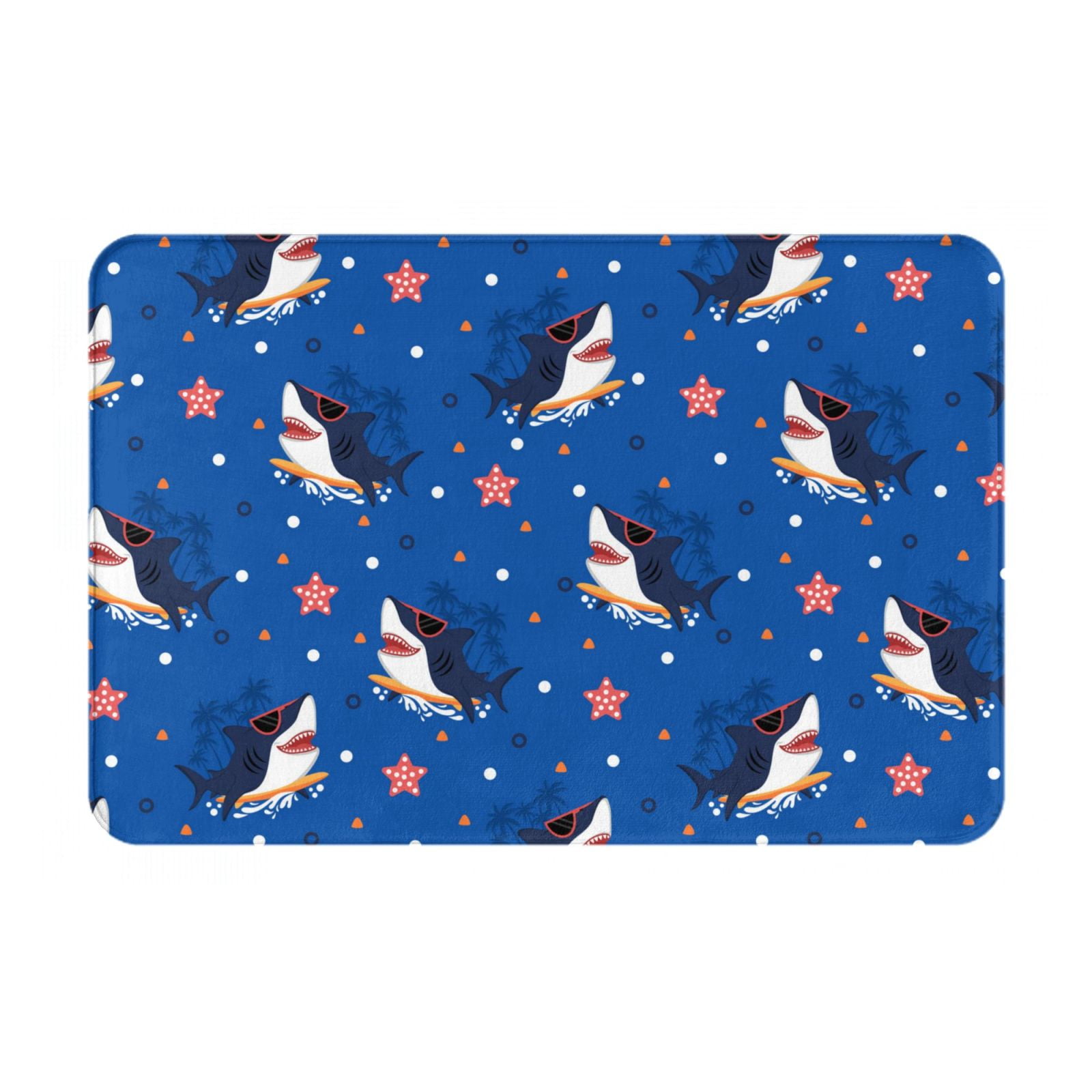 Adobk Cute Shark Cartoon Rugs Mats Door Mat Outdoor Doormat 16x24in Non ...
