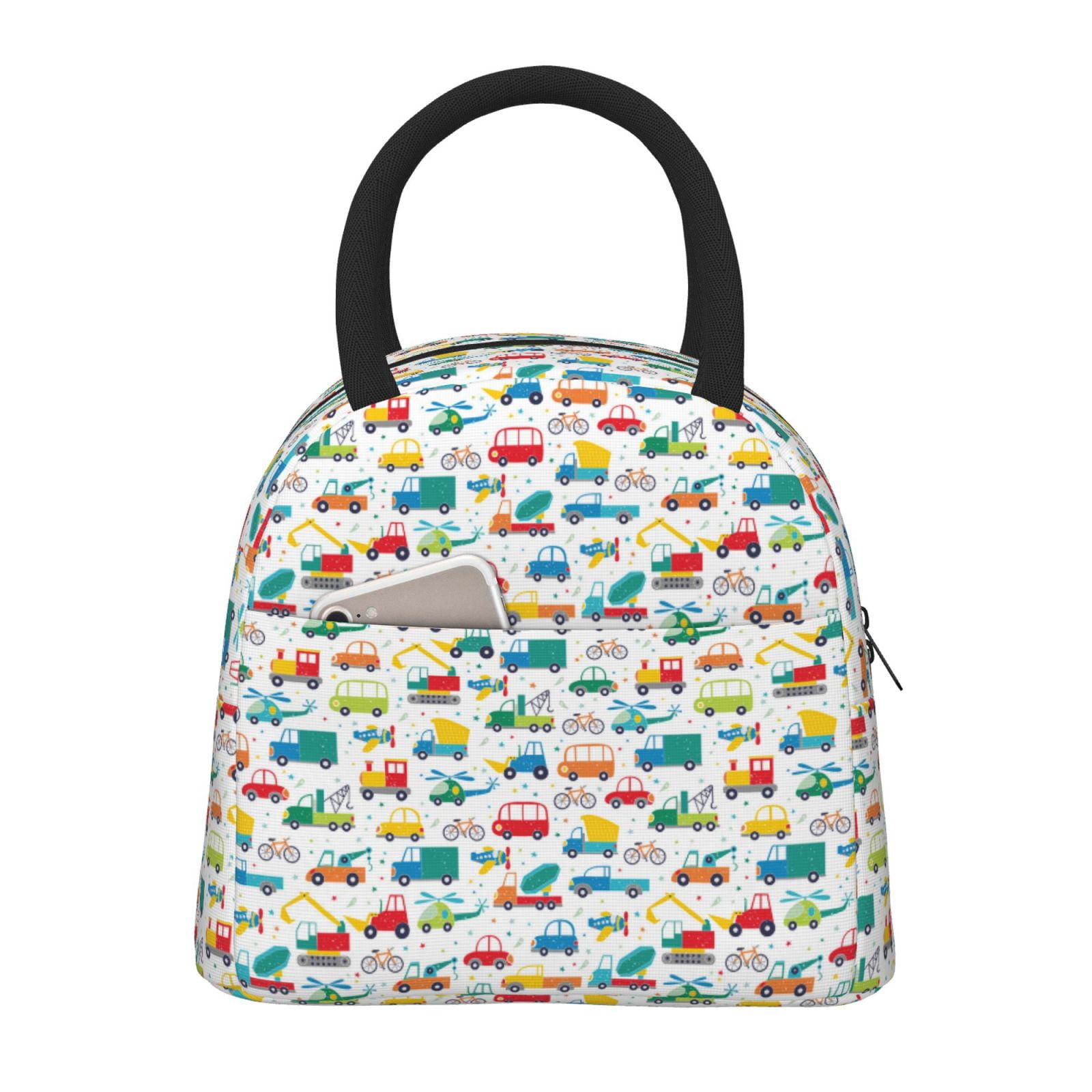 Adobk Cute Transport Print Lunch Bag,Insulated Lunch Box,Hygienic ...