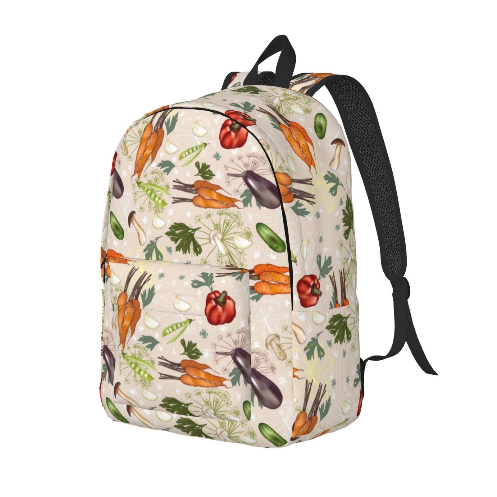 Adobk Cute Vegetables Print Canvas Backpack Lightweight Travel Daypack ...