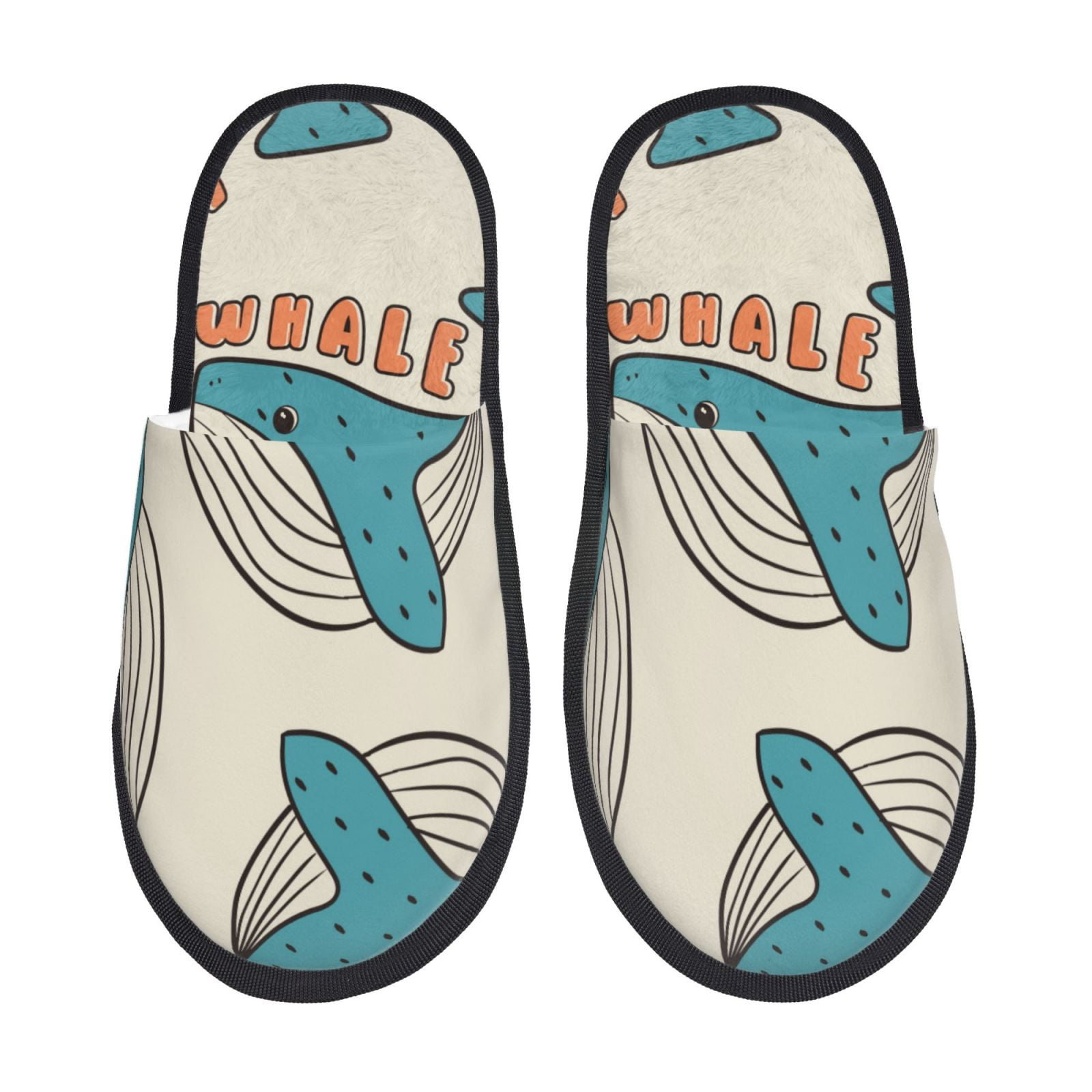 Adobk Cute colorful whale Print Slippers Indoor Outdoor,Retro Slippers ...