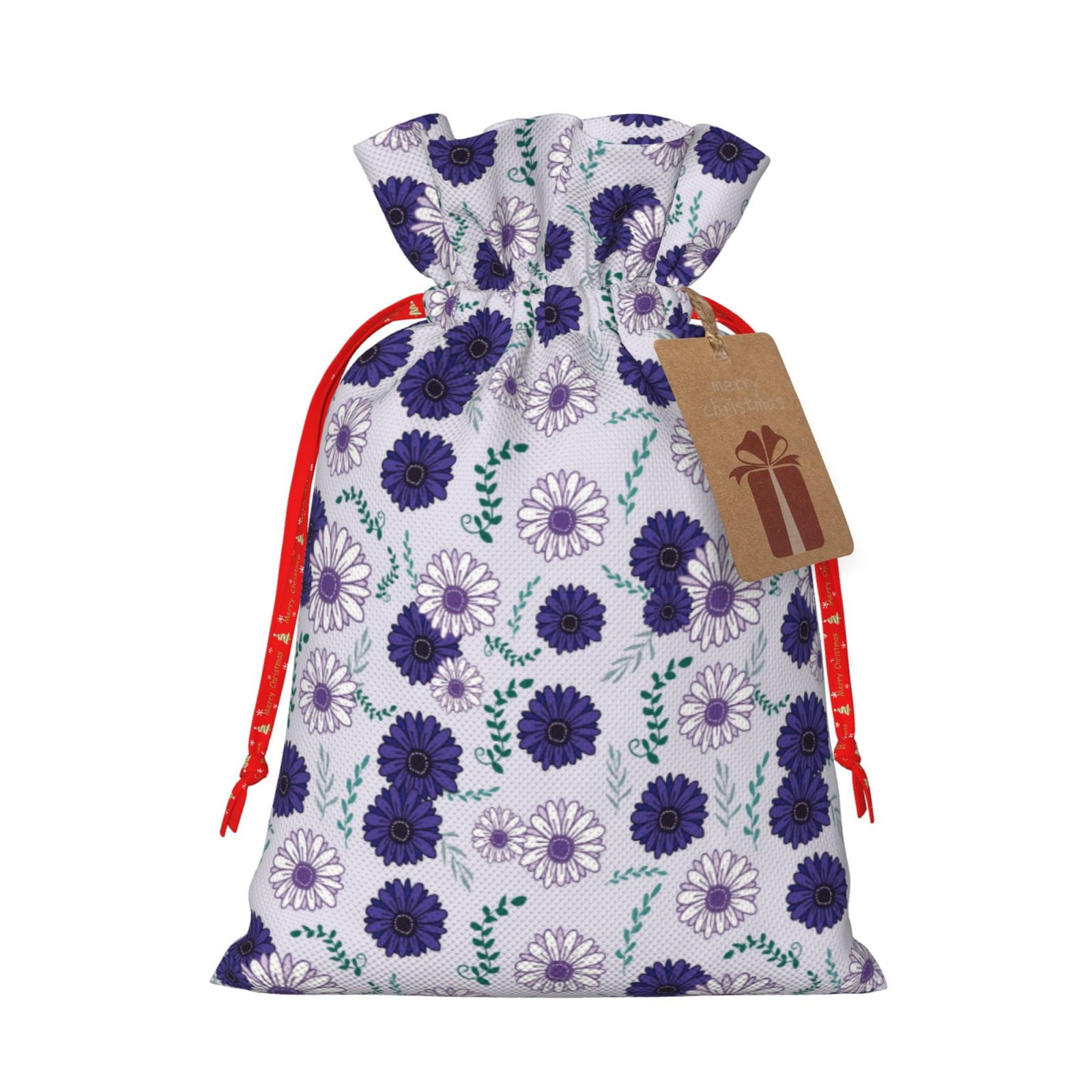 Adobk Daisies Flowers Print Holiday Drawstring Gift Bags, Christmas ...