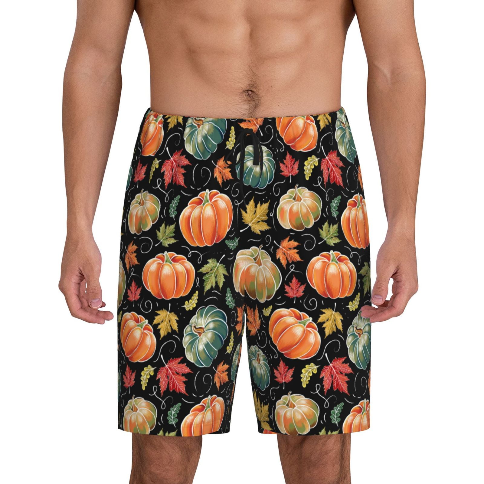 Adobk Daisy maple leaf Print Pajama Shorts for Men Pjs Bottoms Sleep Shorts Lounge Wear Pajama ...