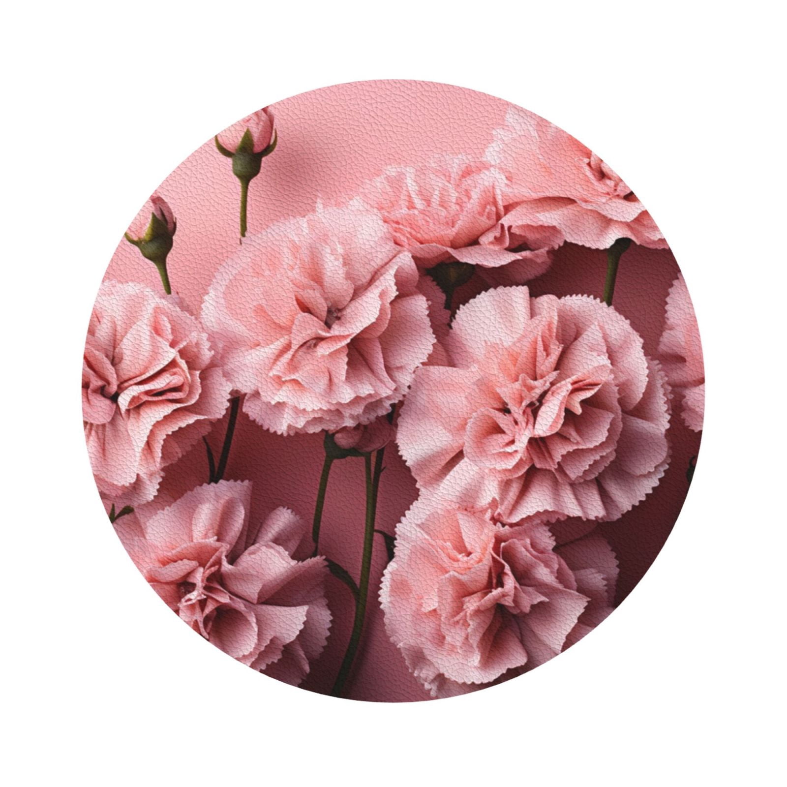 Adobk Delicate Pink Carnations Print Leather Coasters for Drinks(6 Pack ...