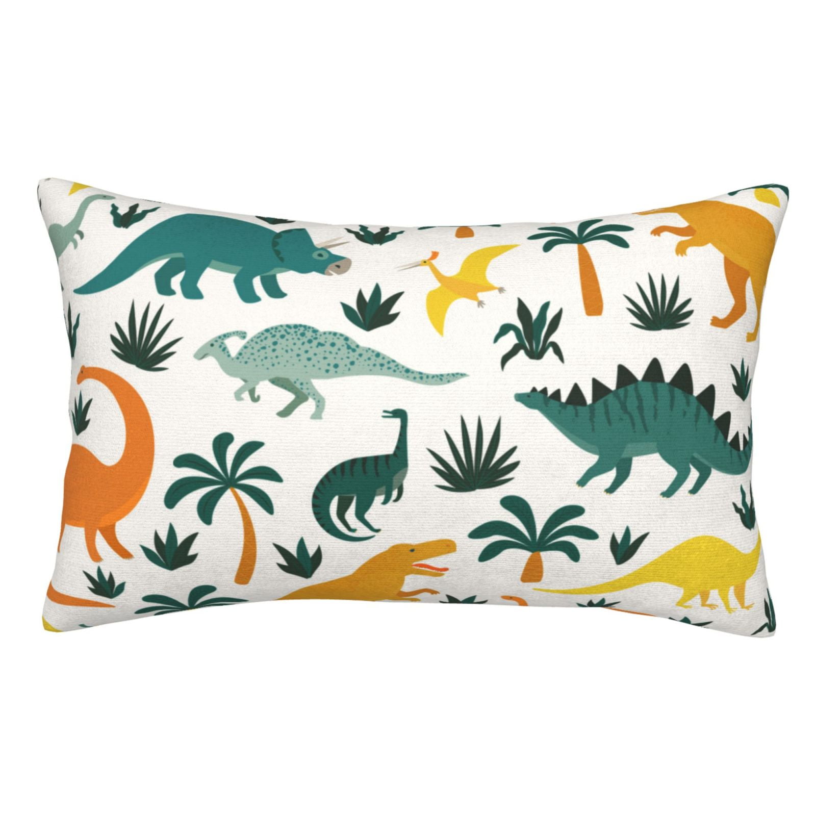 Adobk Dinosaurs And Tropical Leaves Print Pillow Cases Standard Size ...