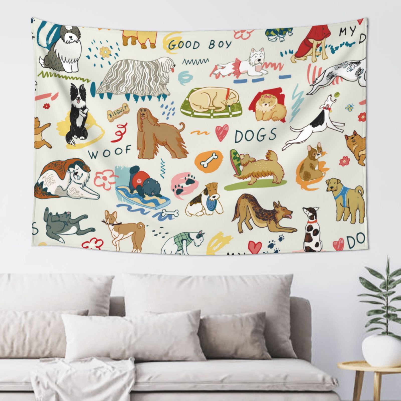Adobk Dogs Funny Pets Print Tapestry Wall Tapestry 60x40 Inch, Wall ...