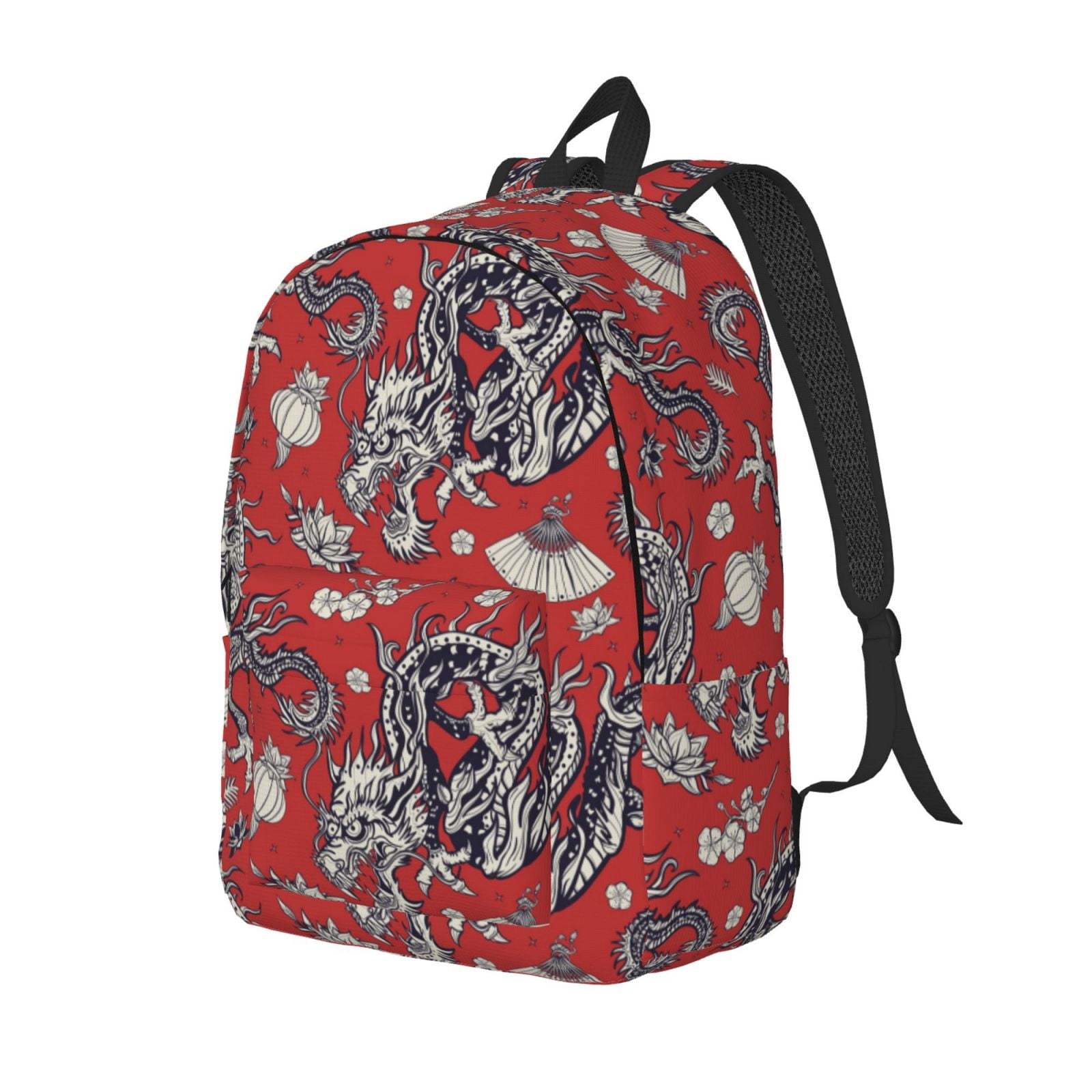 Adobk Dragons2 Print Canvas Backpack Lightweight Travel Daypack Student ...