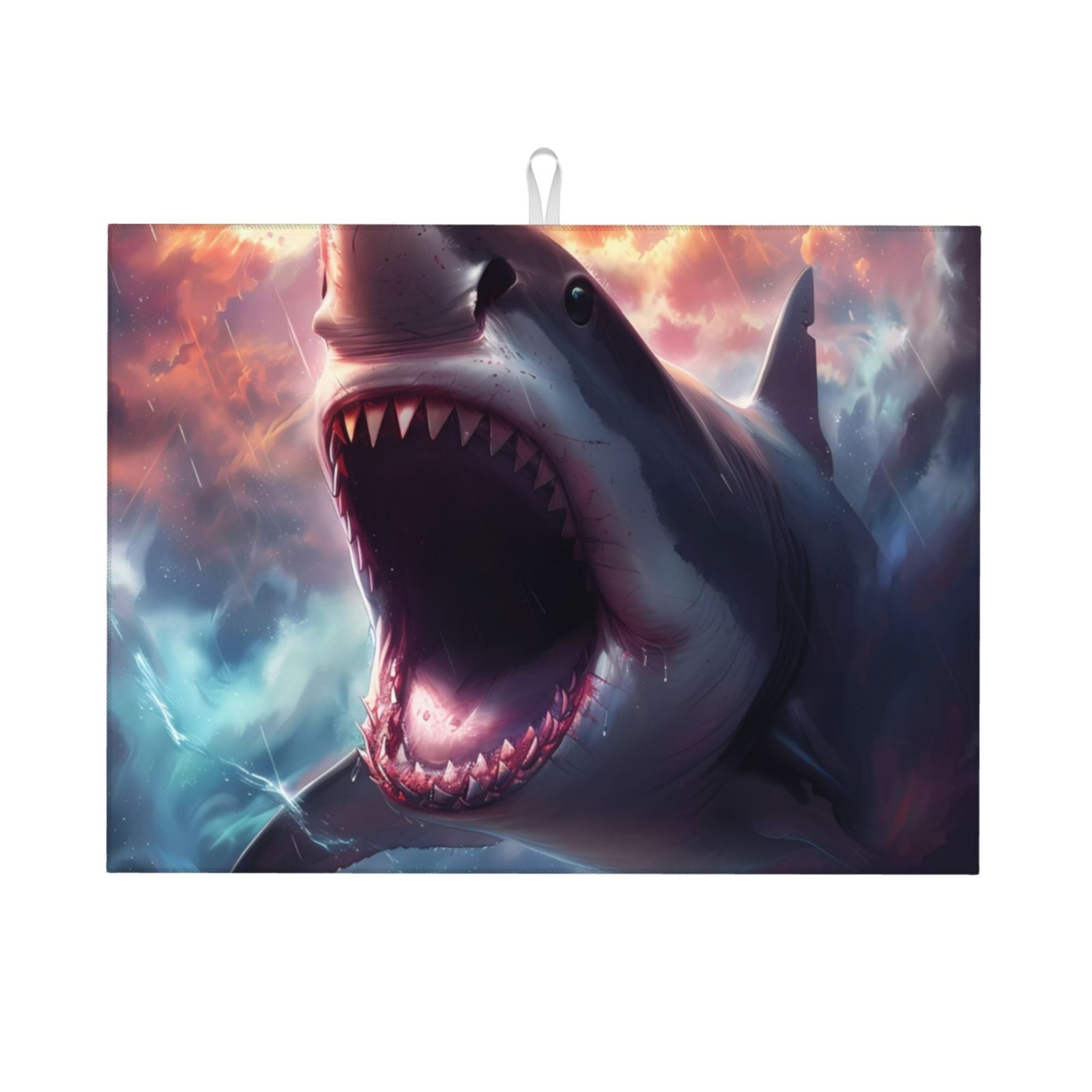 Adobk Dramatic Shark Attack Print Microfiber Dish Drying Mat, Baby ...