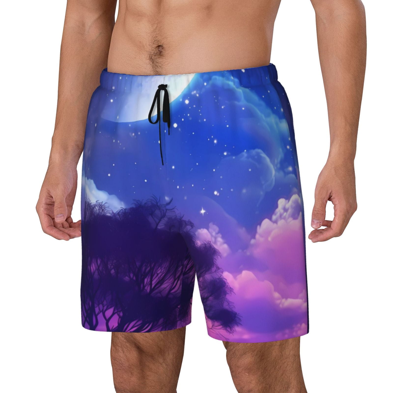 Adobk Dreamy Colorful Starry Sky Print Men's Swim Trunks with ...
