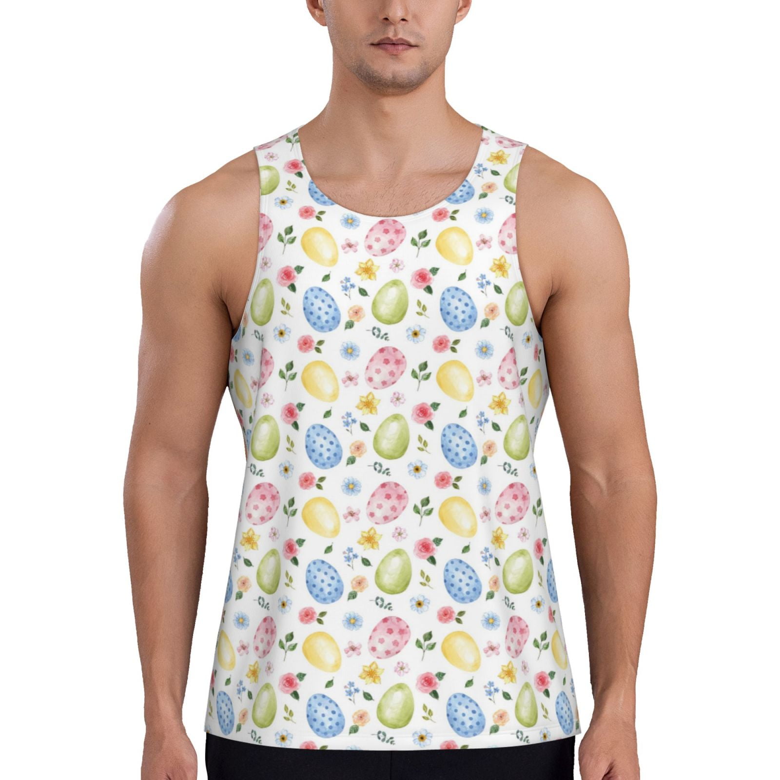 Adobk Easter Egg3 Print Men's Workout Tank Tops Sleeveless Mesh Muscle ...