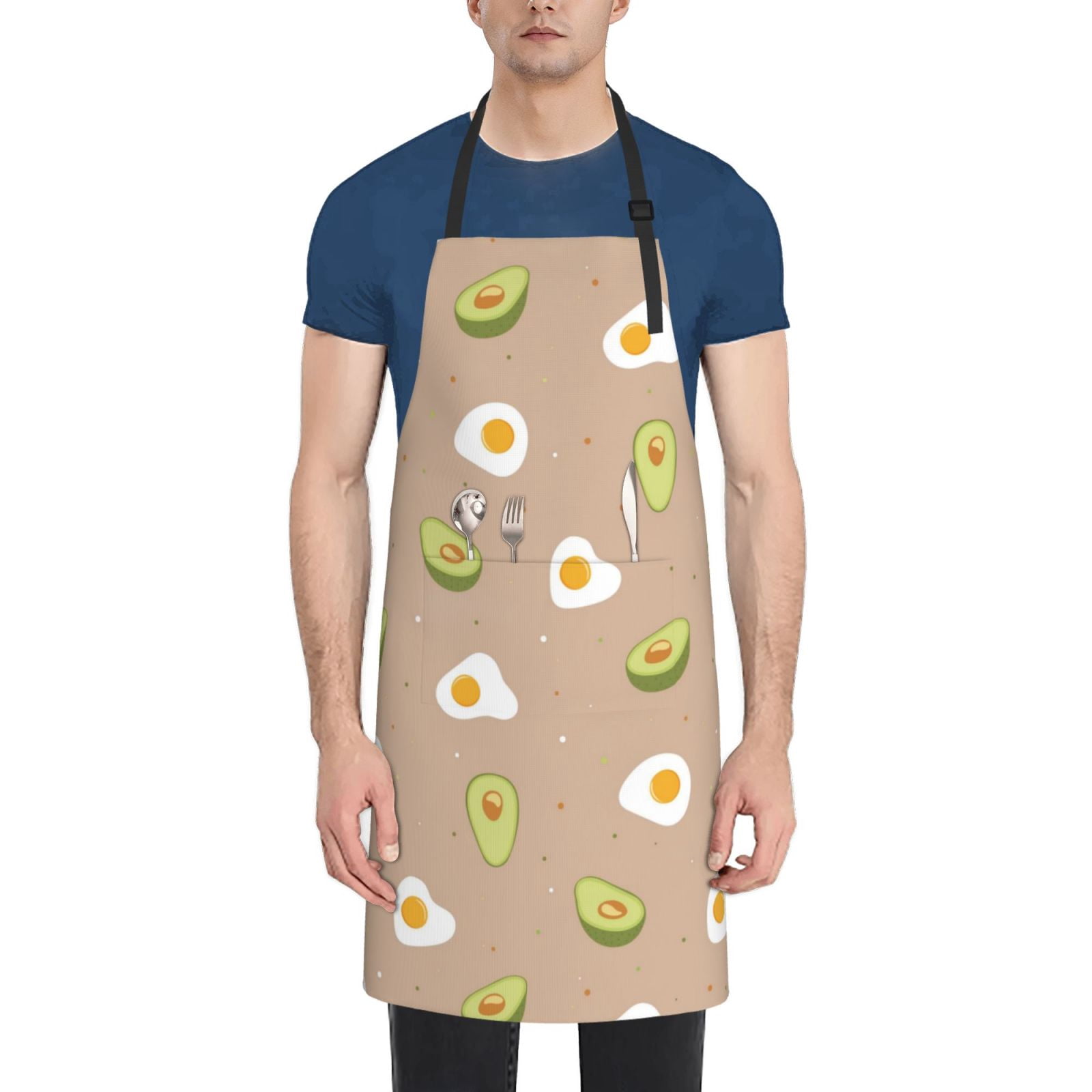 Adobk Egg And Avocado Aprons Adjustable Bib Aprons With 2 Pockets ...