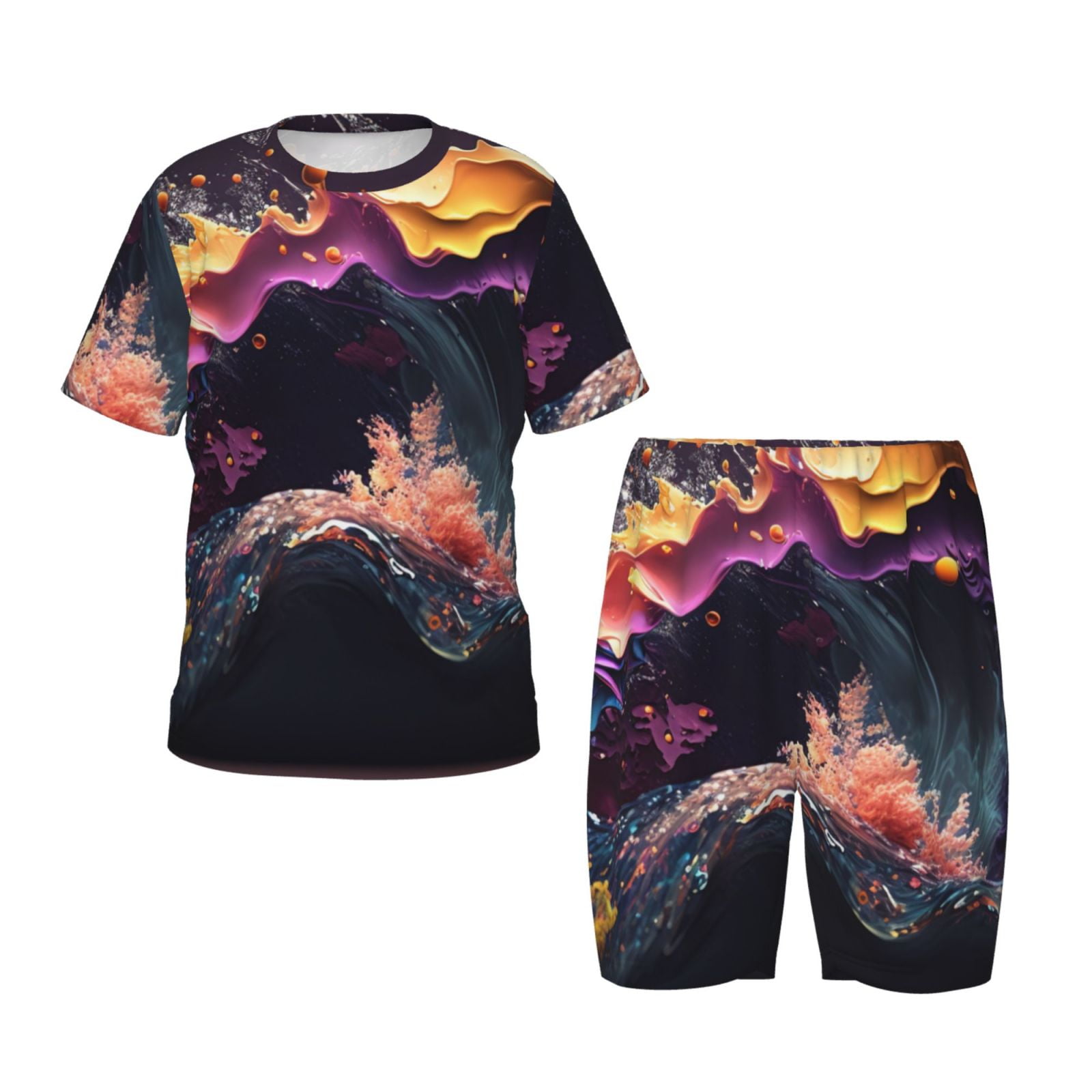 Adobk Explosive Fluid Splash Art Print Pajamas Toddler 2 Piece Short ...