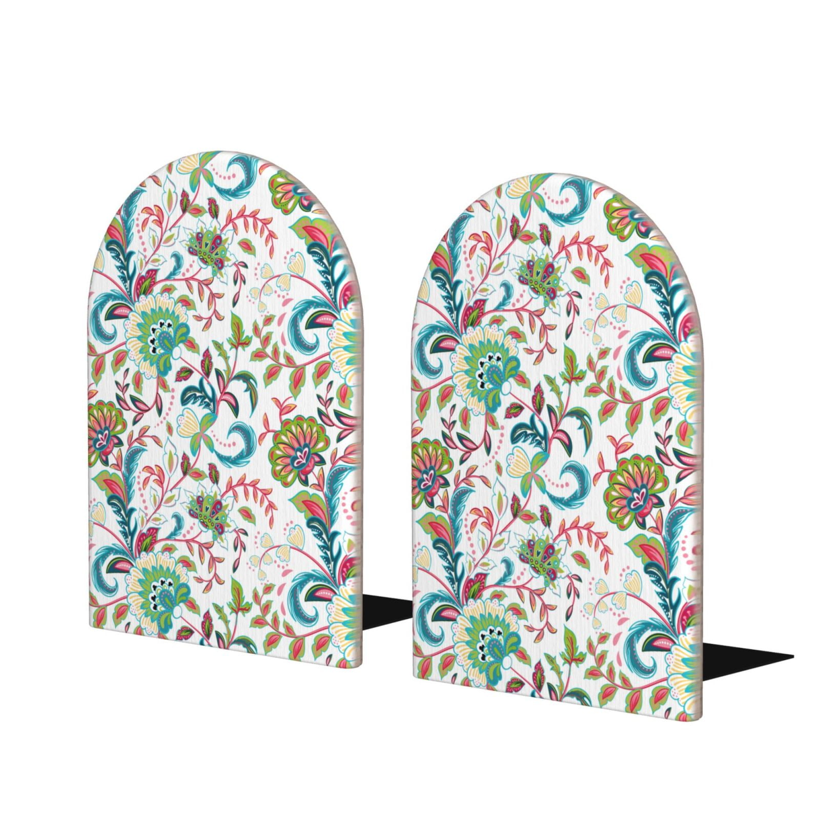Adobk Fairy Flower Print Wooden Bookends with Metal Base,on-Skid ...