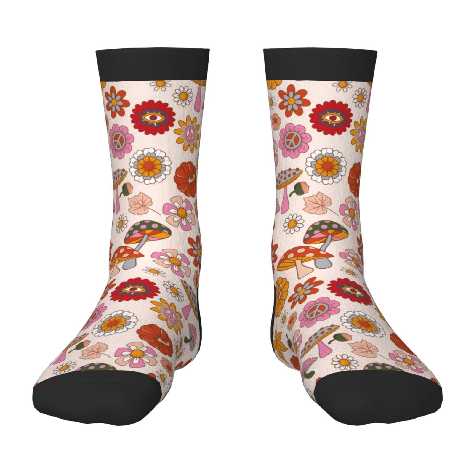 Adobk Fall 70s Groovy Hippie Print Ultimate Fashion Crew Socks Pack ...