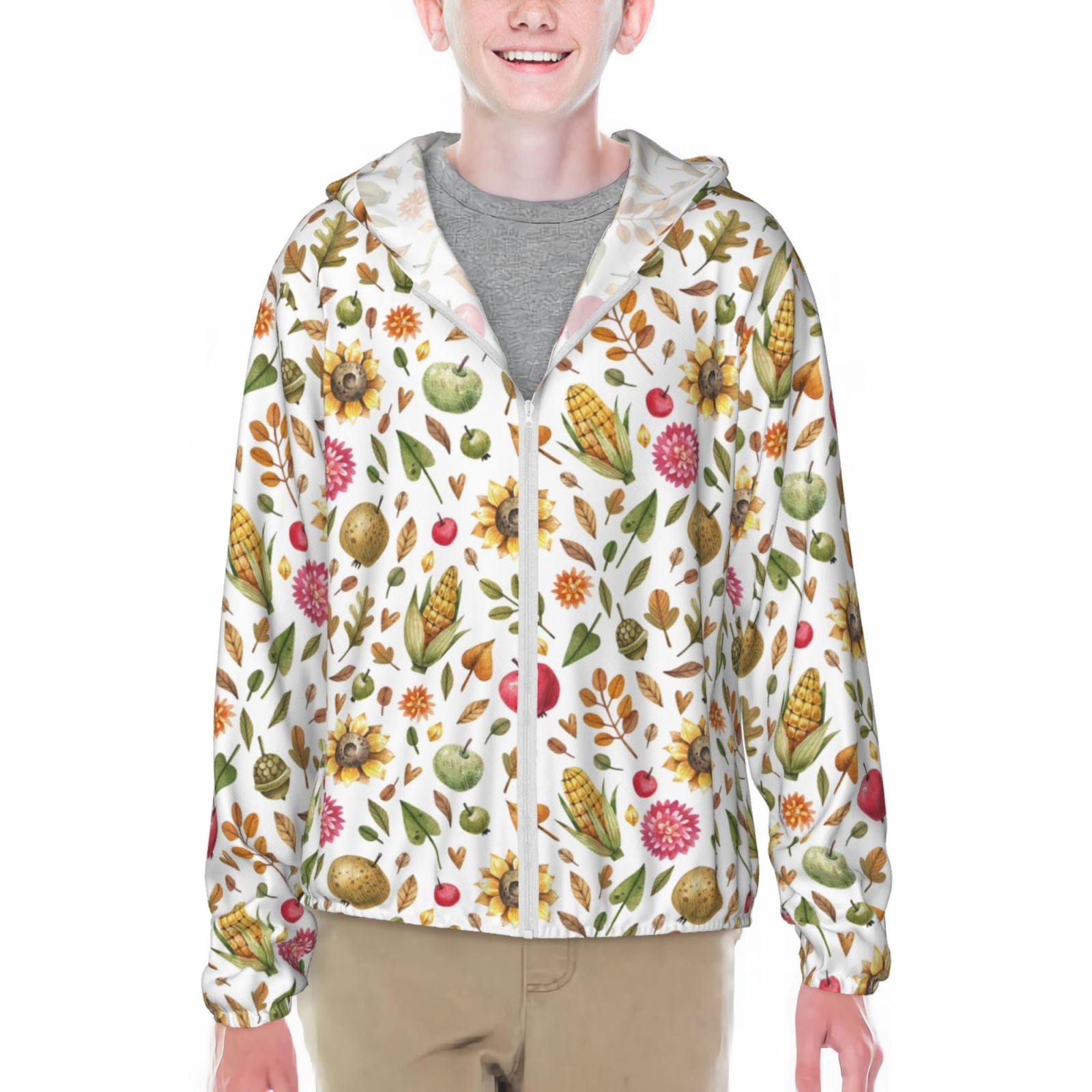 Adobk Fall Fruits And Vegetables Print Rash Guard Long Sleeve UPF 50 ...