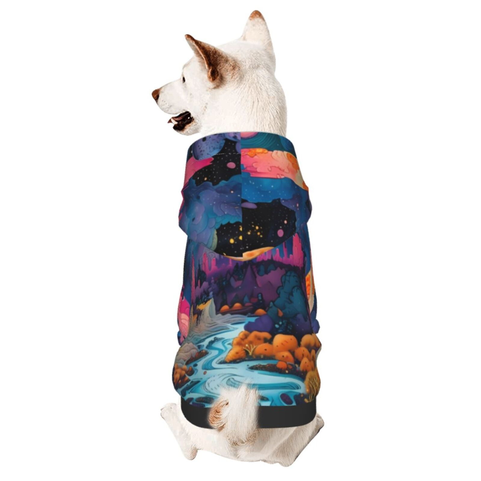 Adobk Fantasy Cosmic Landscape Print Dog Hoodie Dog Sweater Stylish Dog ...