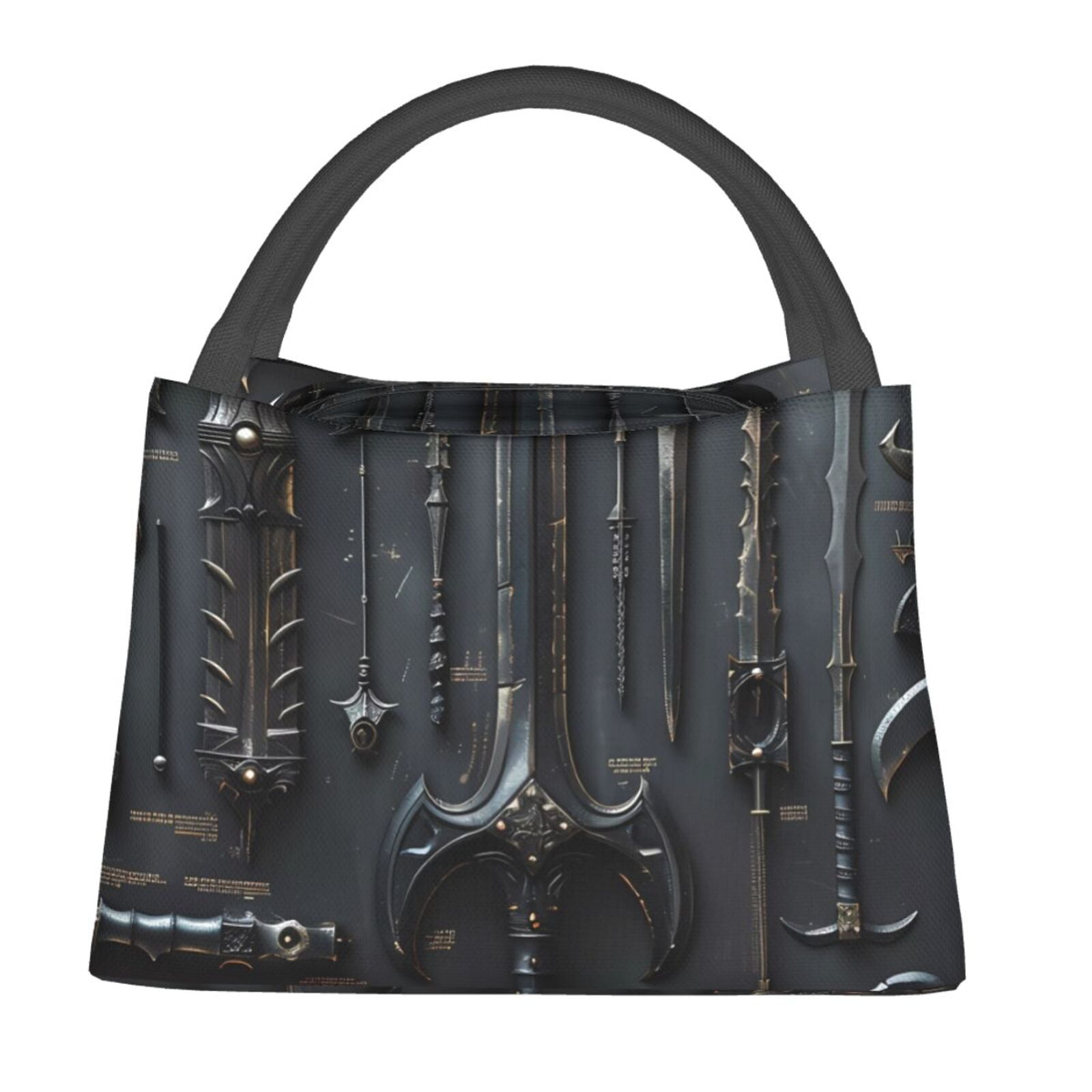 Adobk Fantasy Medieval Weaponry Print Portable Insulated Lunch ...