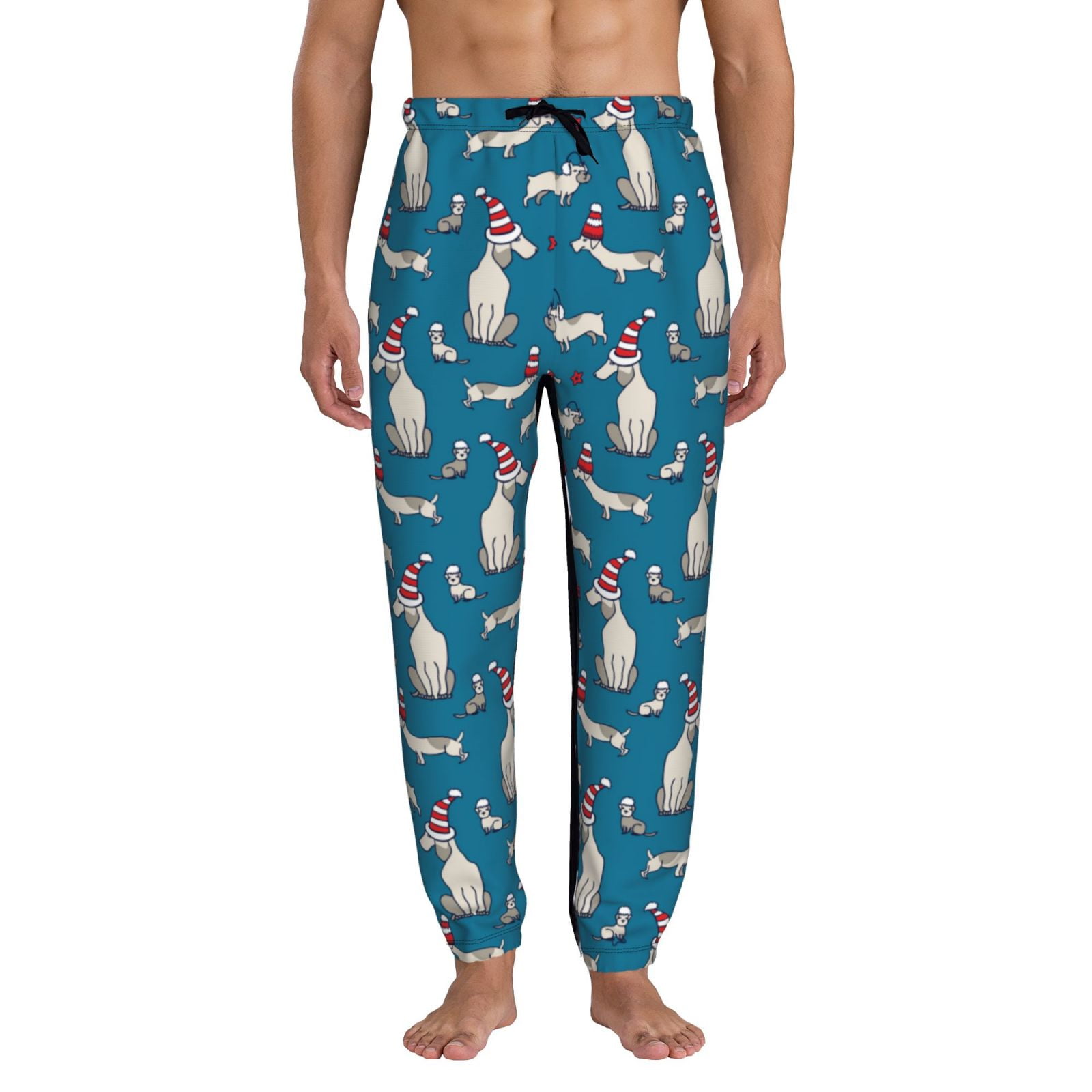 Adobk Festive Dachshund Fun Print Men's Sweatpants Tapered Joggers for ...