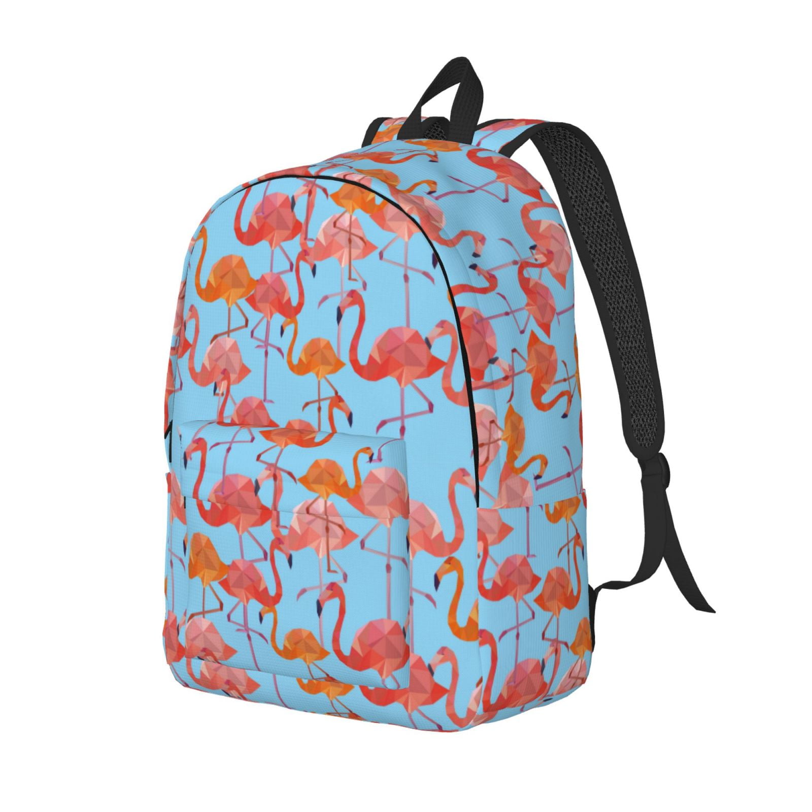 Adobk Flamingo Print Canvas Backpack Lightweight Travel Daypack Student ...