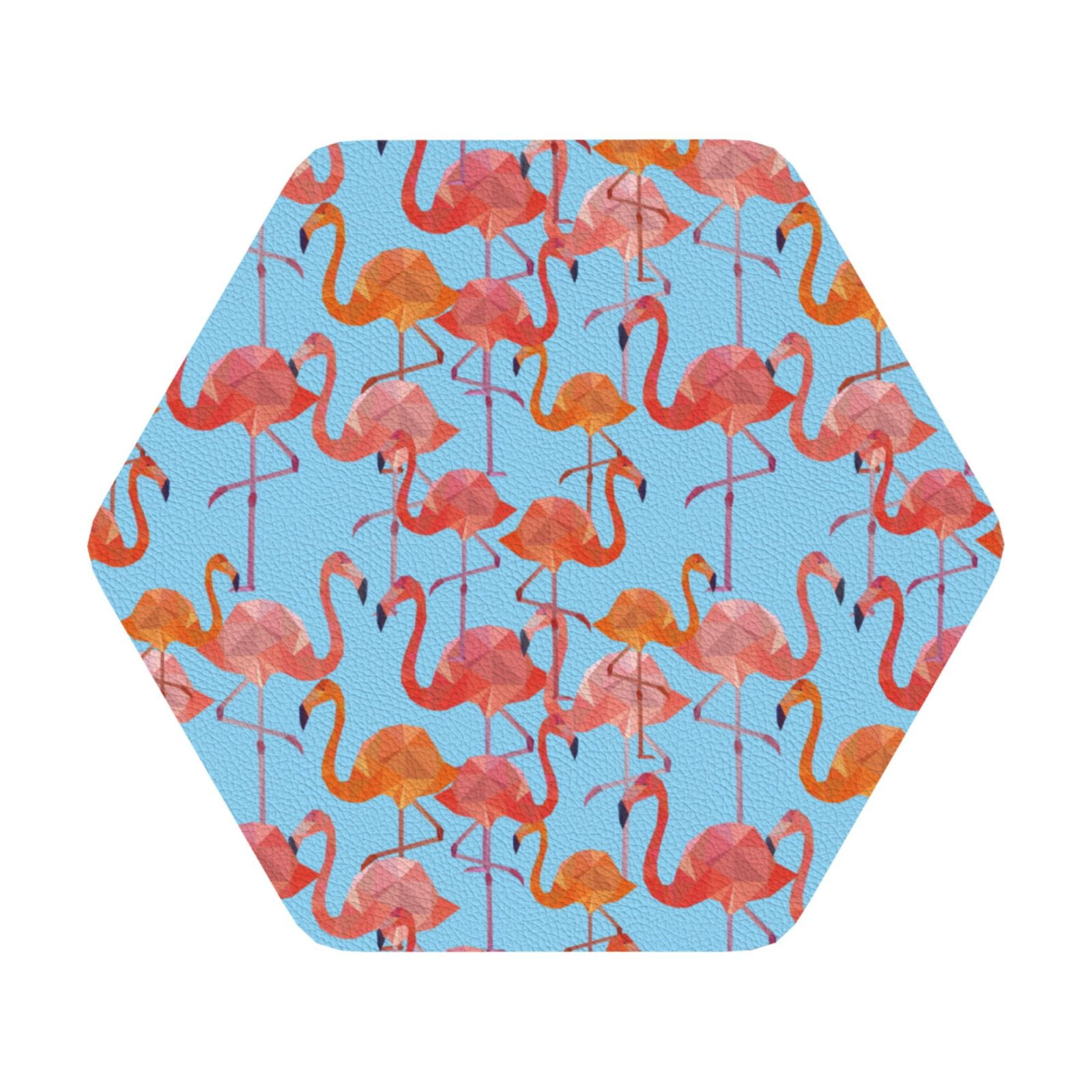 Adobk Flamingo Print Leather Coasters for Drinks(6 Pack), Durable Drink ...