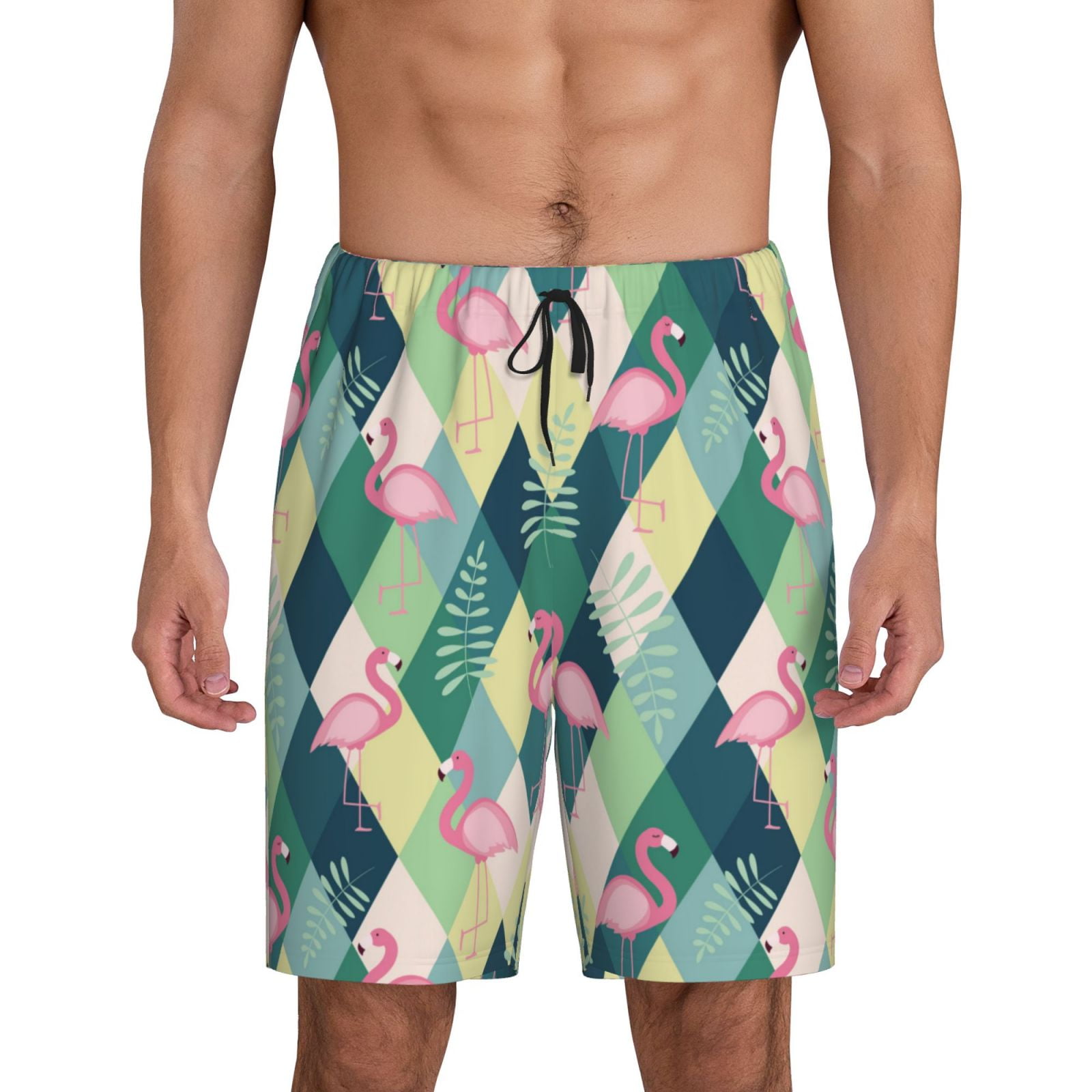 Adobk Flamingo Print Pajama Shorts Elastic Waistband Sleep Lounge Short ...