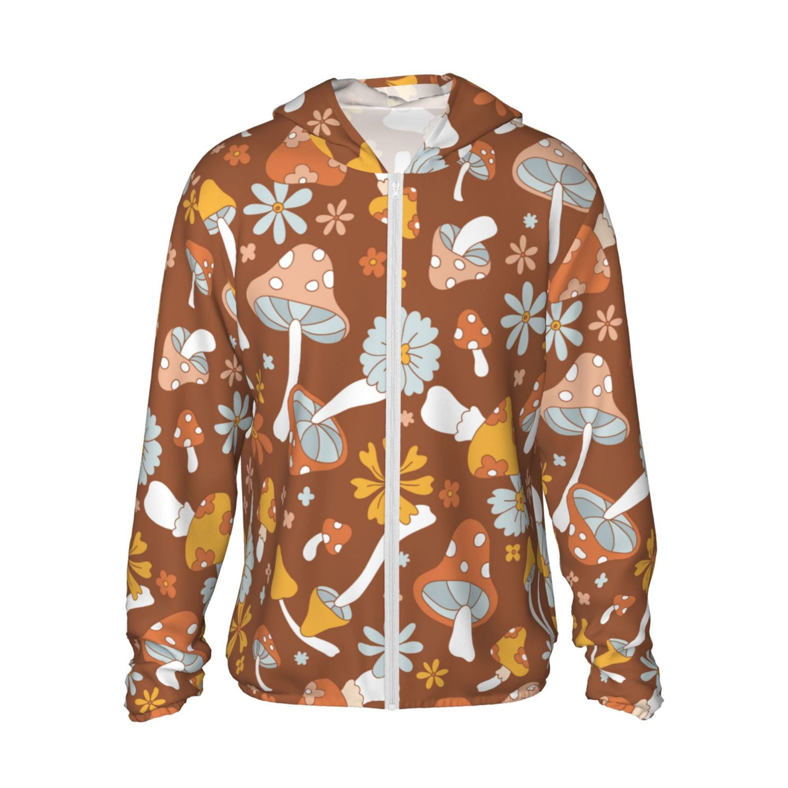 Adobk Floral Hippie Mushrooms Men Women Full Zip Sun Protection Hoodie ...