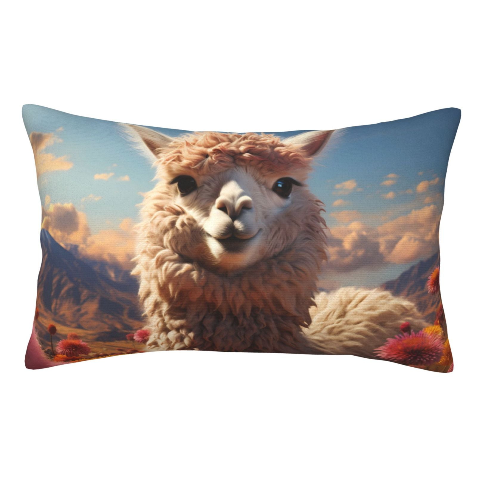 Adobk Fluffy Alpaca Mountain Meadow Print Pillow Cases Standard Size ...