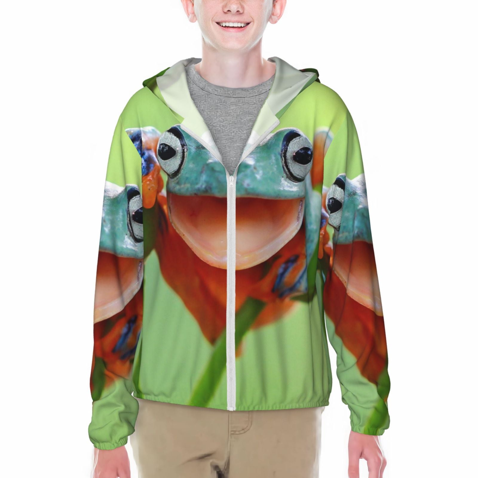 Adobk Flying Frog On Branch Print Rash Guard Long Sleeve UPF 50+ UV ...