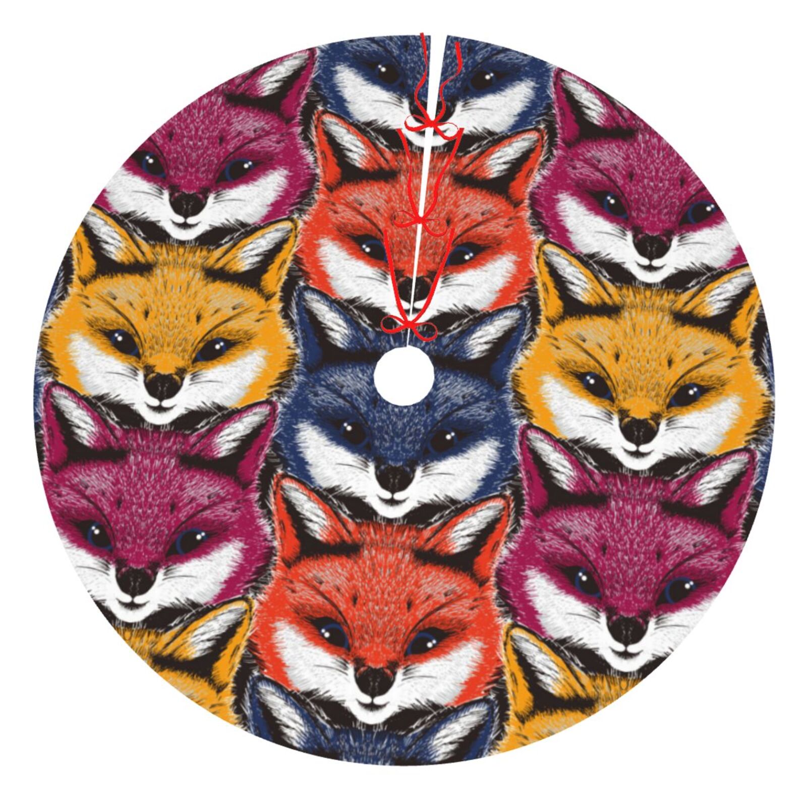Adobk Fox Face Print Christmas Tree Skirt Christmas Tree Decorations ...