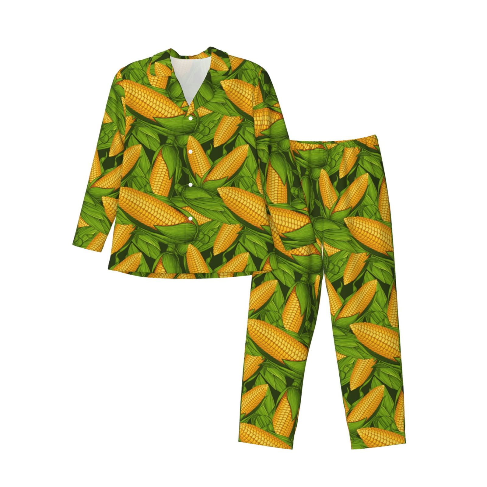 Adobk Fresh Corn 1 Print Mens Pajamas Set Long Sleeve Soft Pajamas for ...
