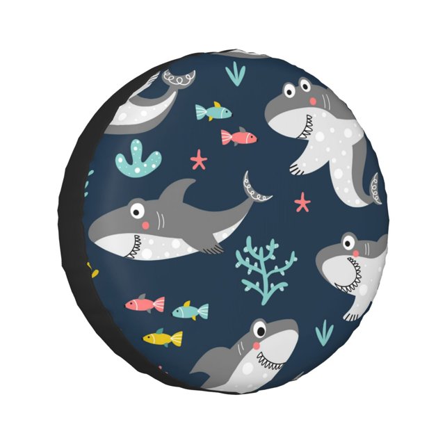 Adobk Friendly Smiling Sharks Spare Tire Wheel Cover For Car Truck Suv ...