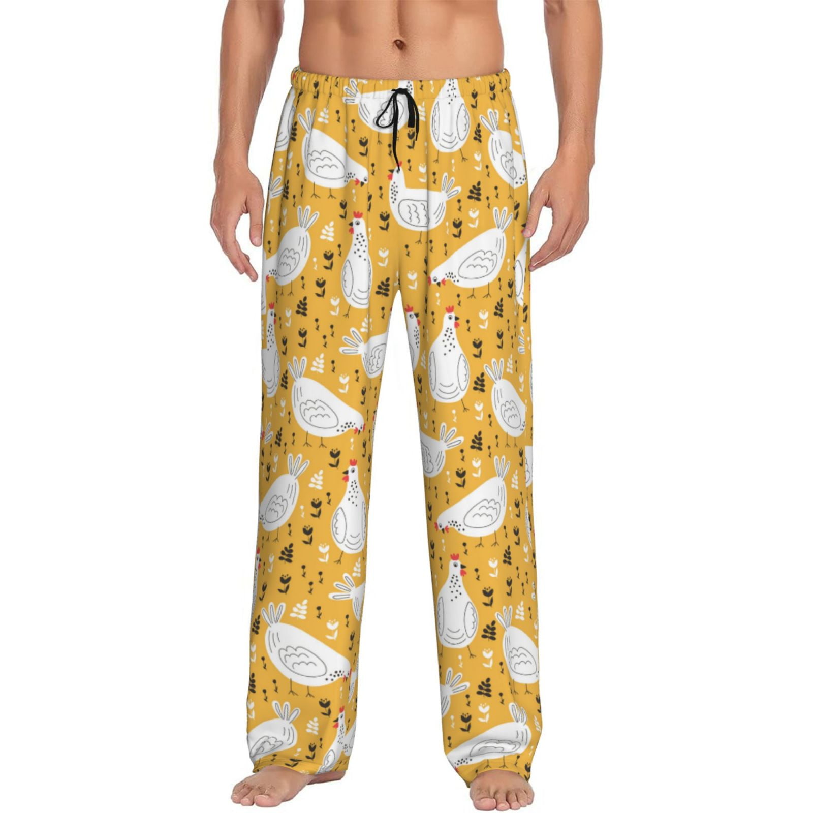 Adobk Funny Chicken Print Men's Poly-Spandex Jersey Knit Pajama Sleep ...