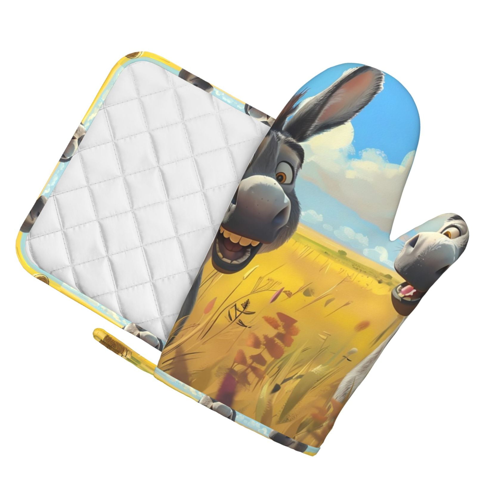 Adobk Funny Countryside Donkey Print Mitts and Pot Holders Sets of 2 ...