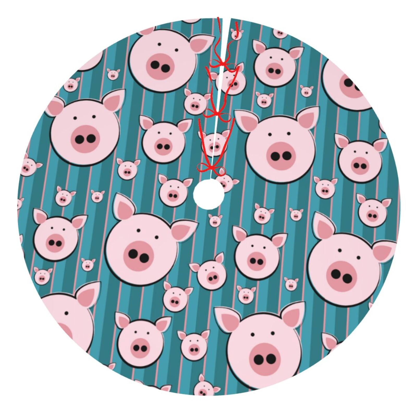 Adobk Funny Pig Faces Print Christmas Tree Skirt Christmas Tree ...