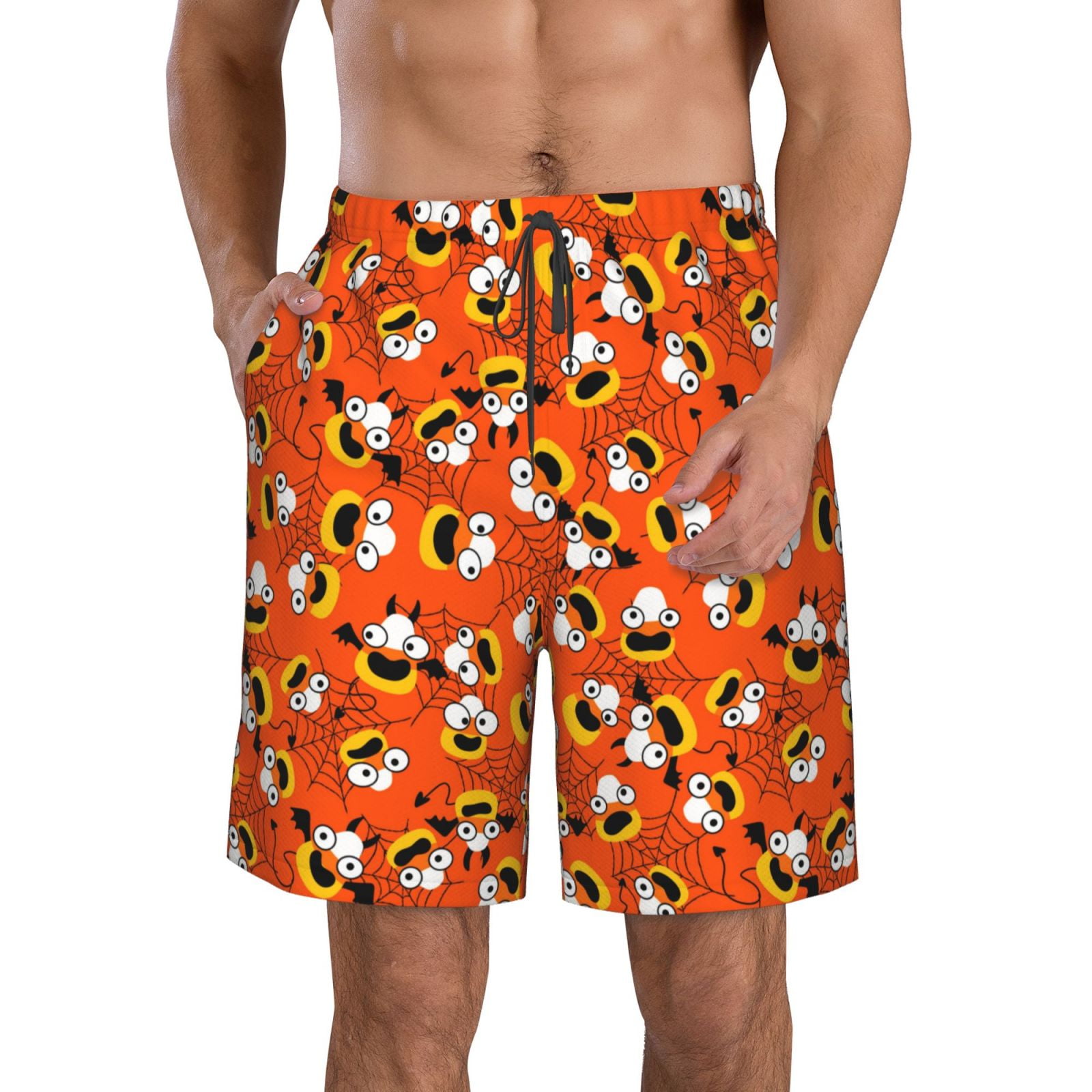 Adobk Funny corn spider web Print Men's Swim Trunks Hawaiian Bathing ...