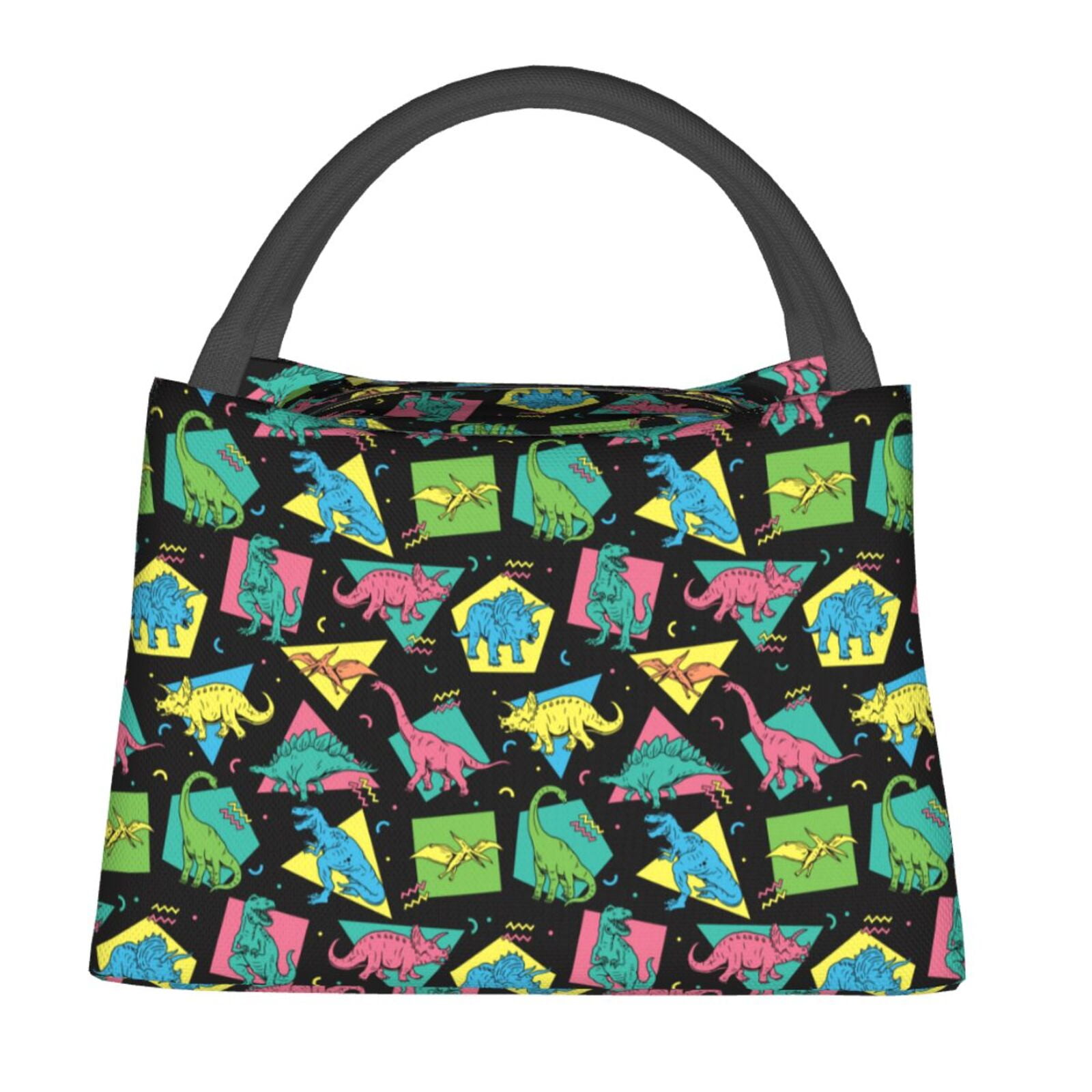 Adobk Geometric Dinosaur Print Portable Insulated Lunch Container set ...