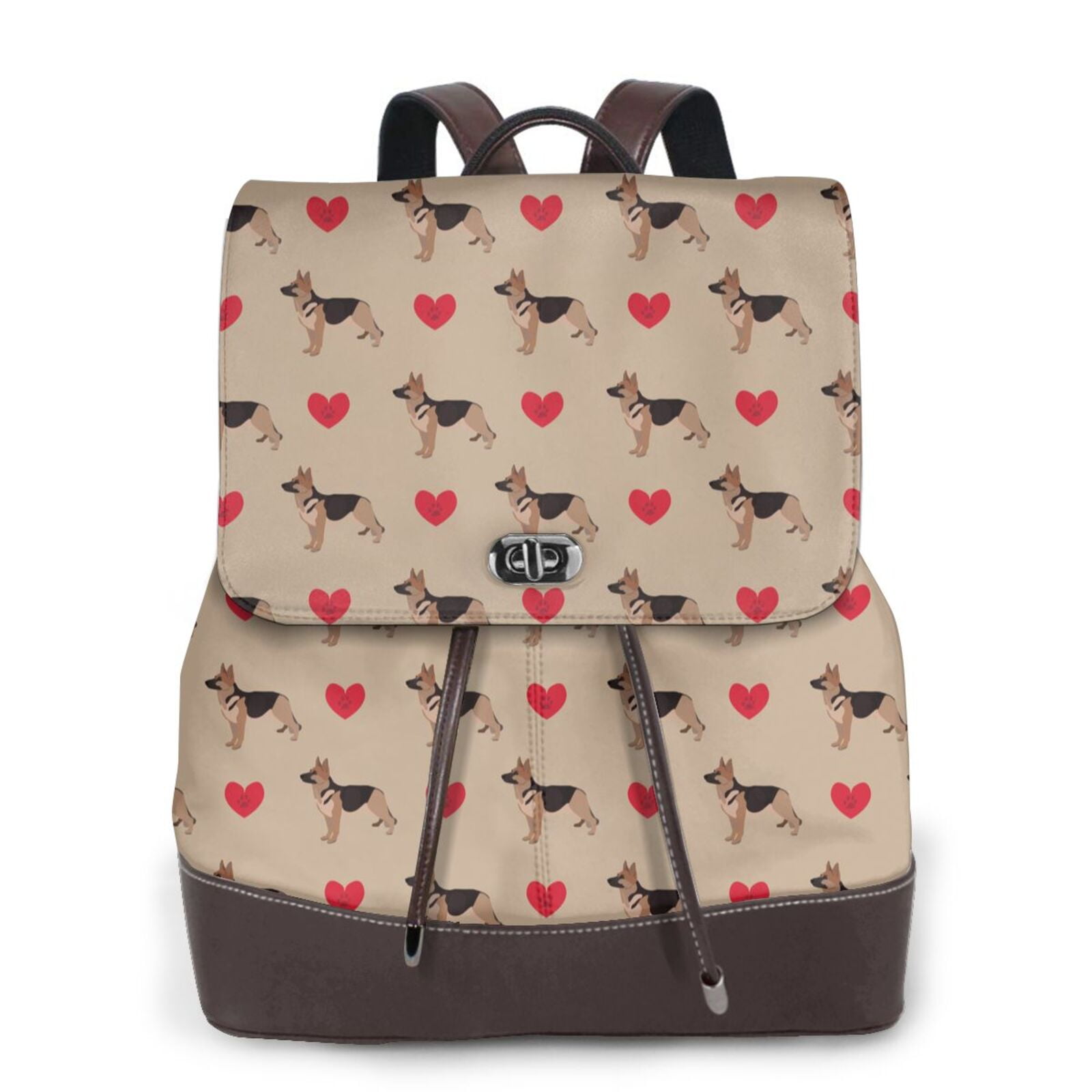 Adobk German Shepherd Dog Print Leather Backpack Vintage Laptop Bookbag ...