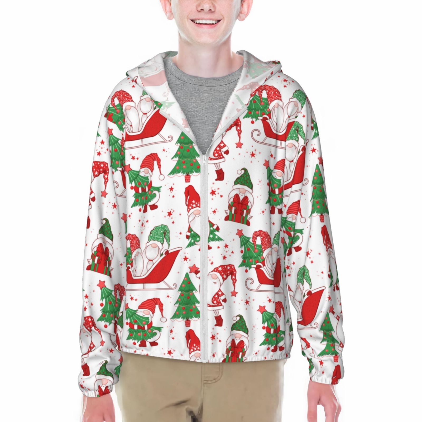 Adobk Gnomes Merry Christmas Print Rash Guard Long Sleeve UPF 50+ UV ...