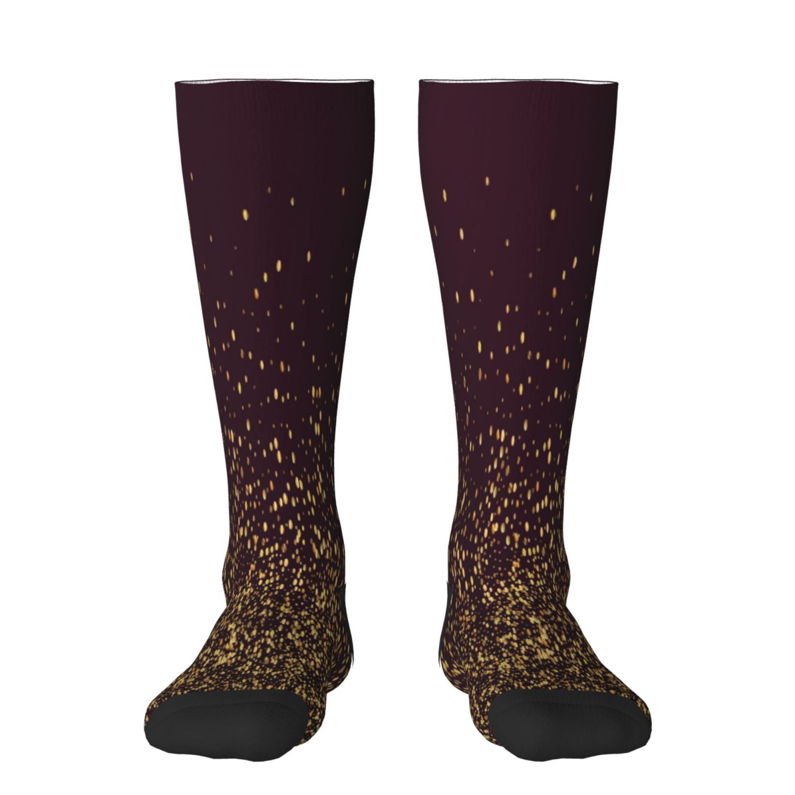 Adobk Gold sparklin Print Knee High Socks Athletic Tube Socks High ...