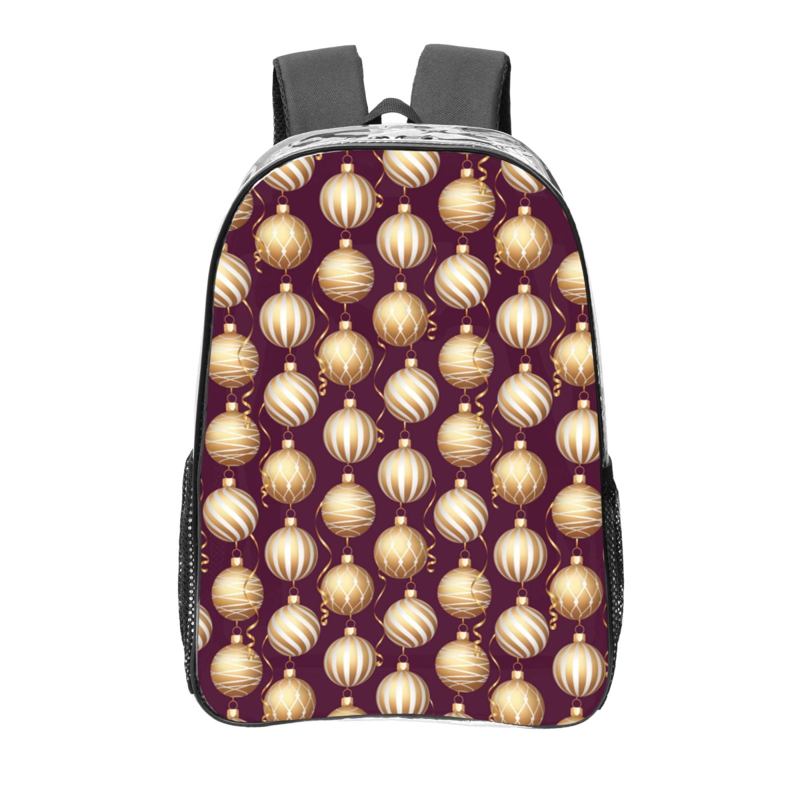 Adobk Golden Christmas Balls Print Duty Clear Backpack for Girls Boys ...