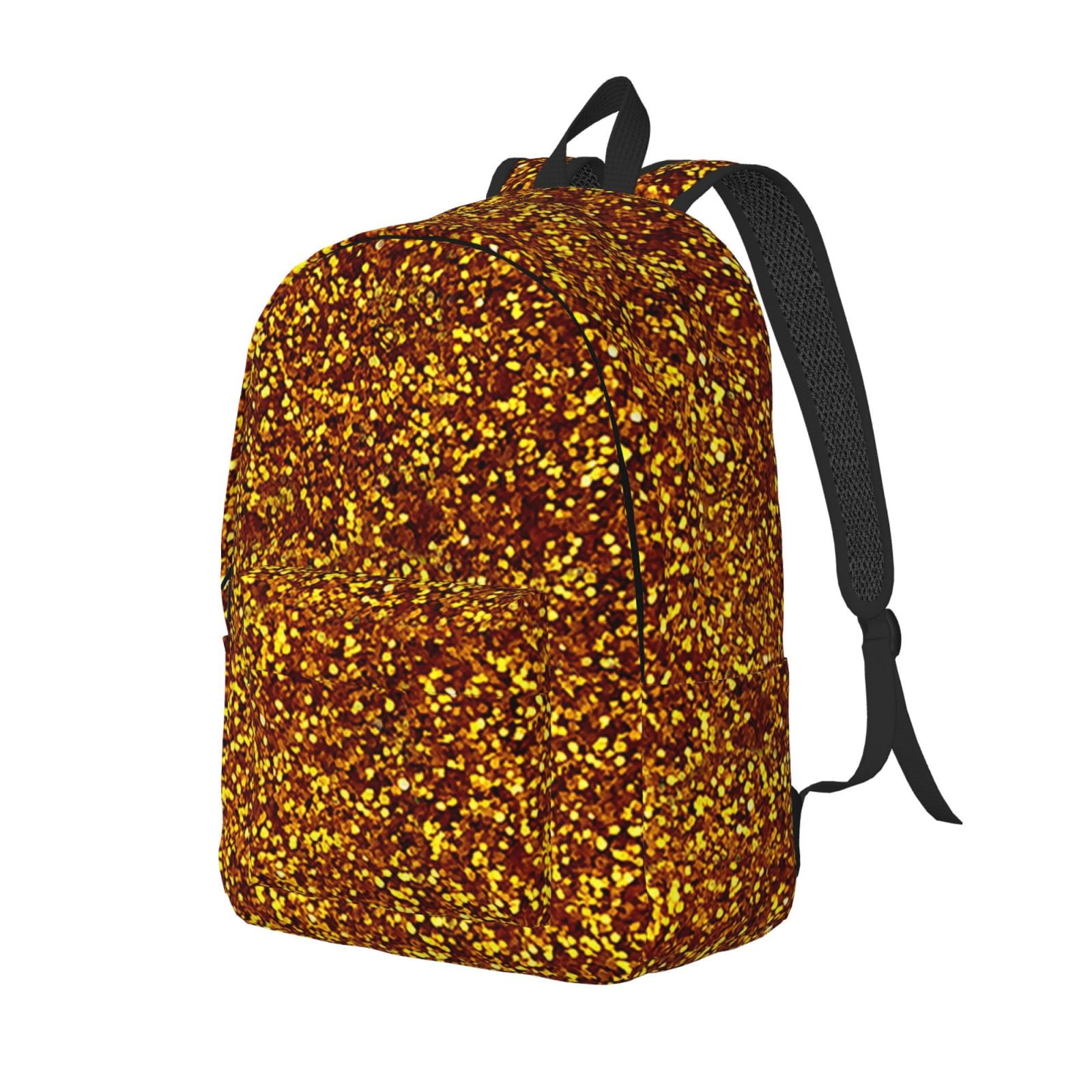 Adobk Golden Glitter Print Canvas Backpack Lightweight Travel Daypack ...